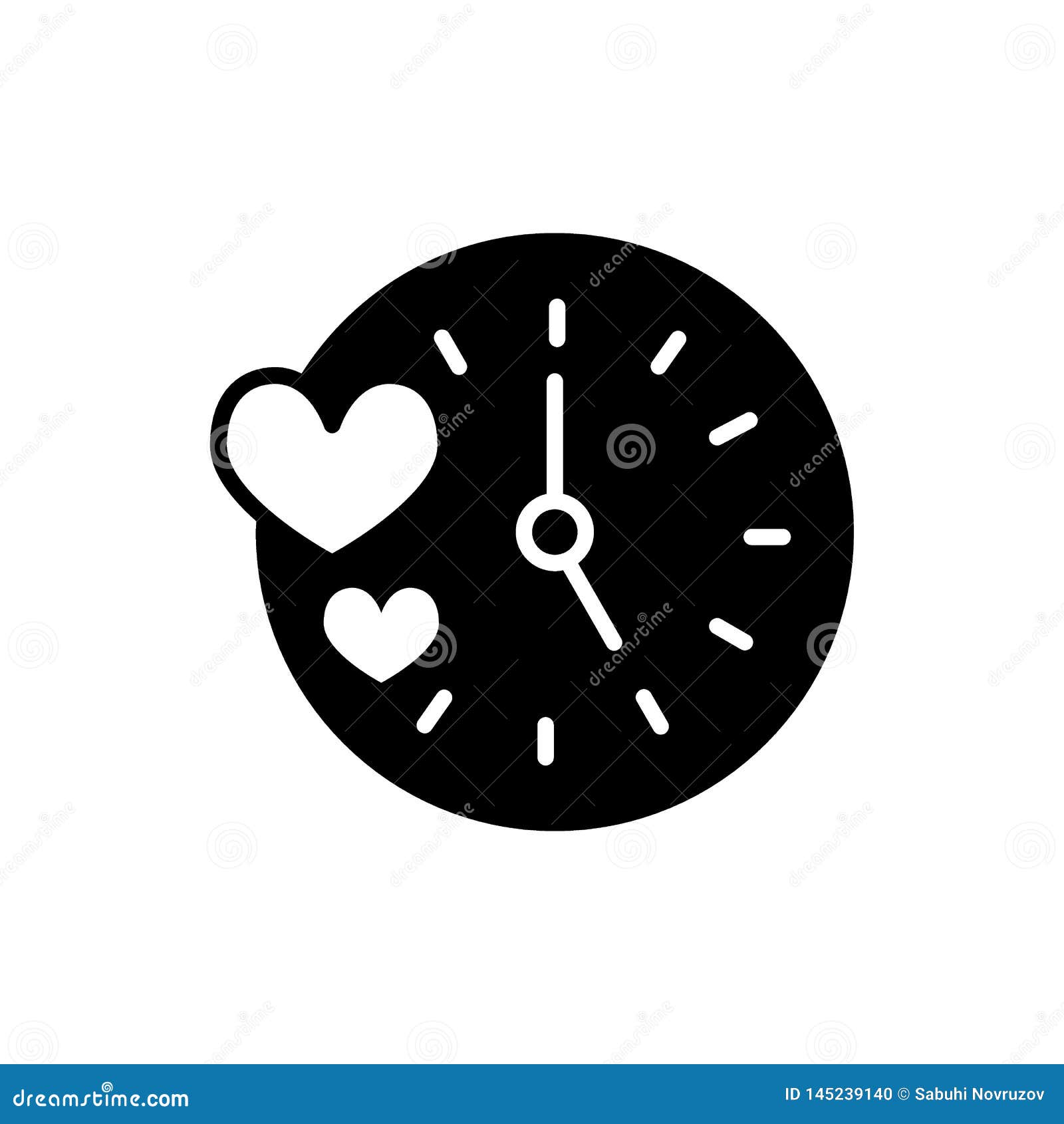 Creative Clock Heart Design. Simple Line Solid Illustration Stock ...