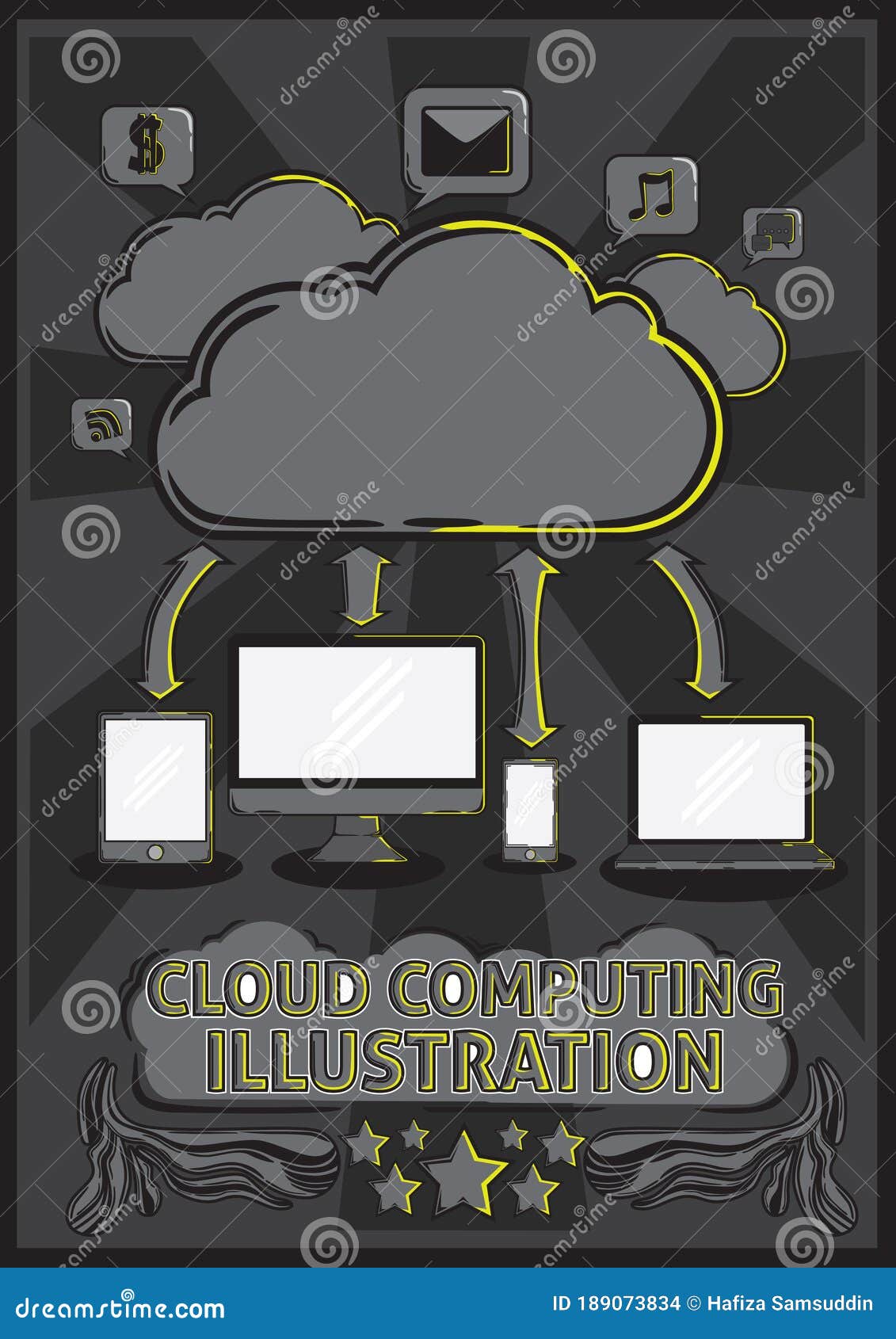 Creative Cloud Computing Design. Vector Illustration Decorative Design ...