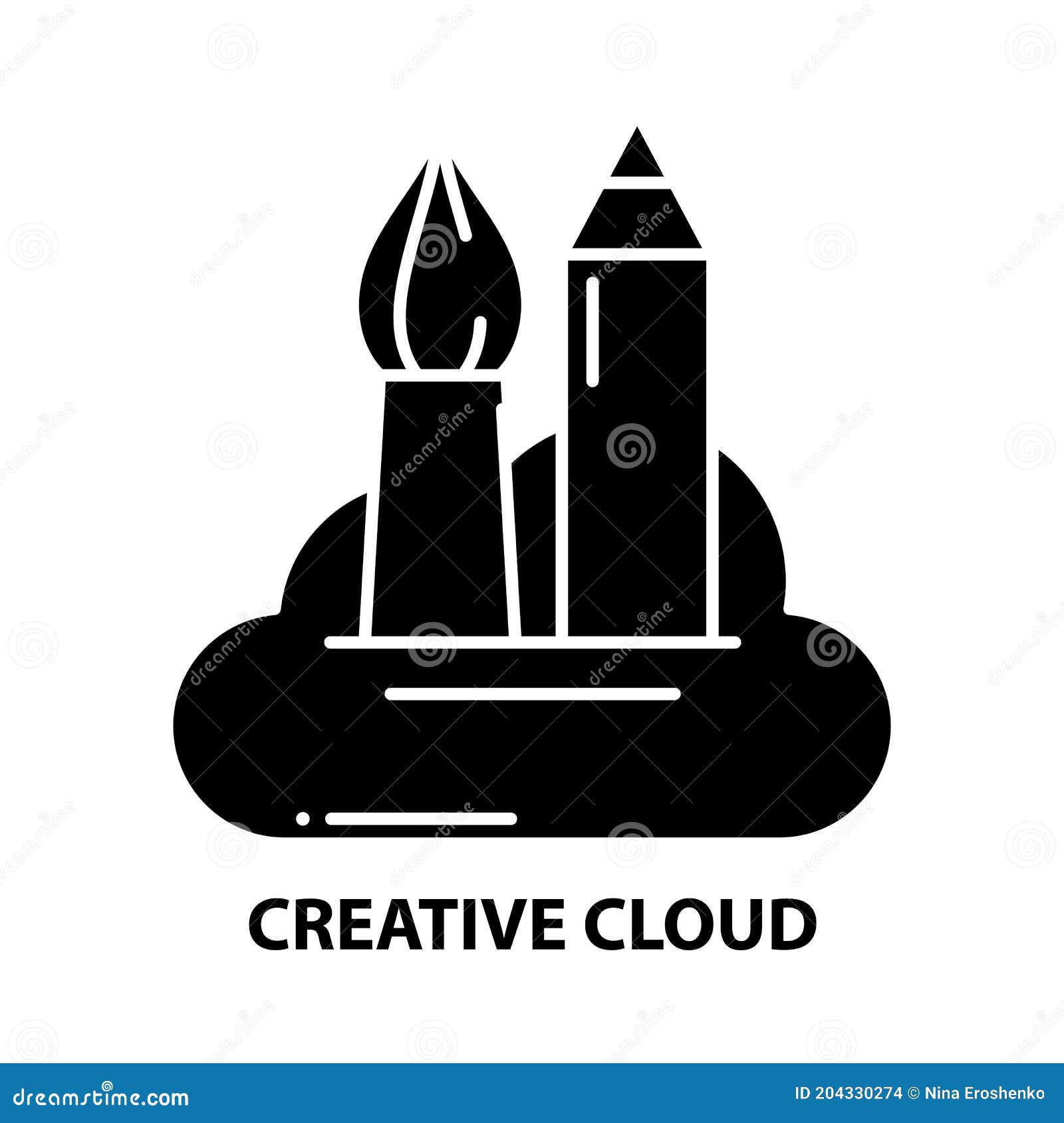 Creative Cloud Icon, Black Vector Sign with Editable Strokes, Concept ...