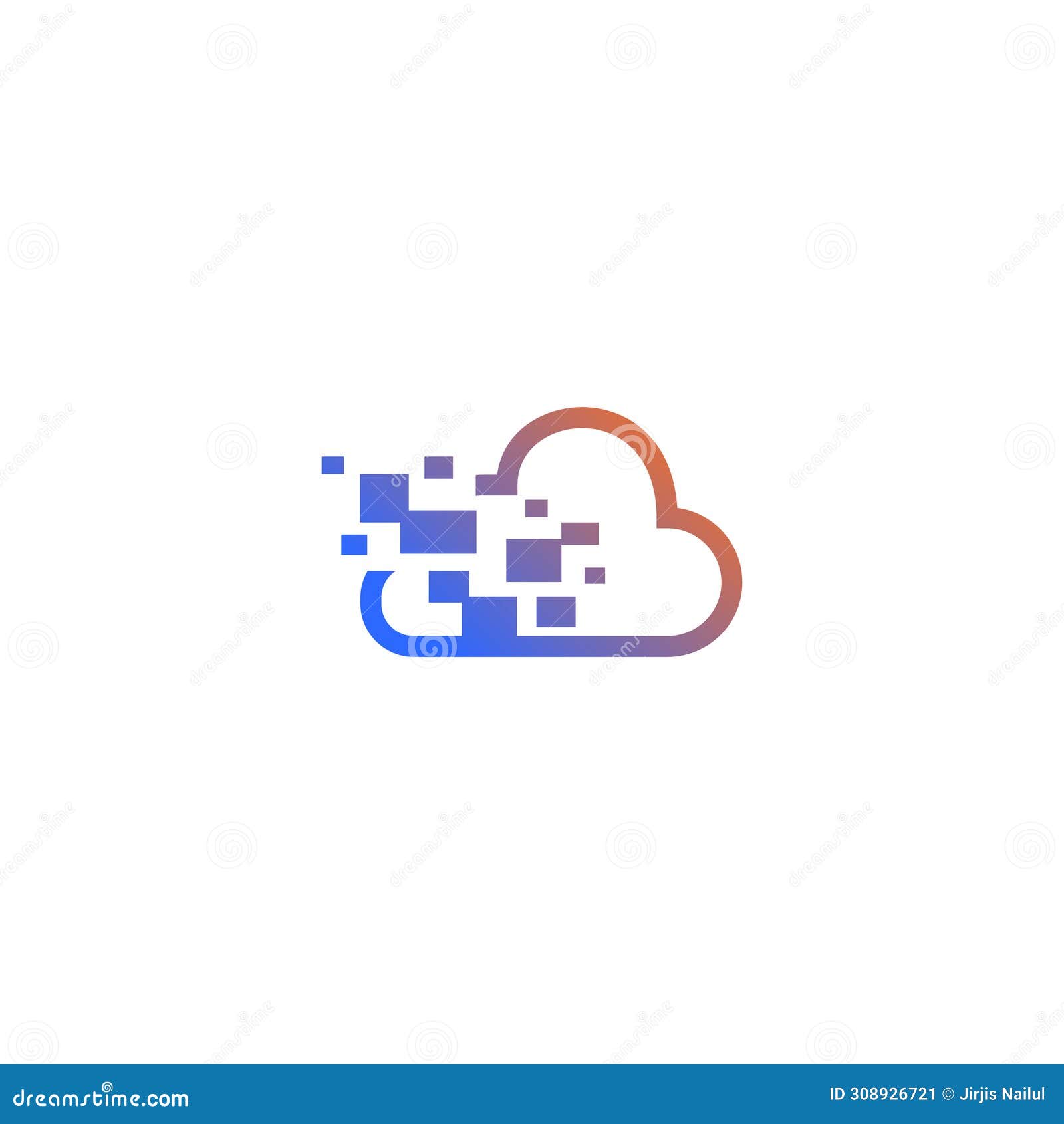 Creative Cloud Pixel Data Design Concept Flat Style Stock Vector ...