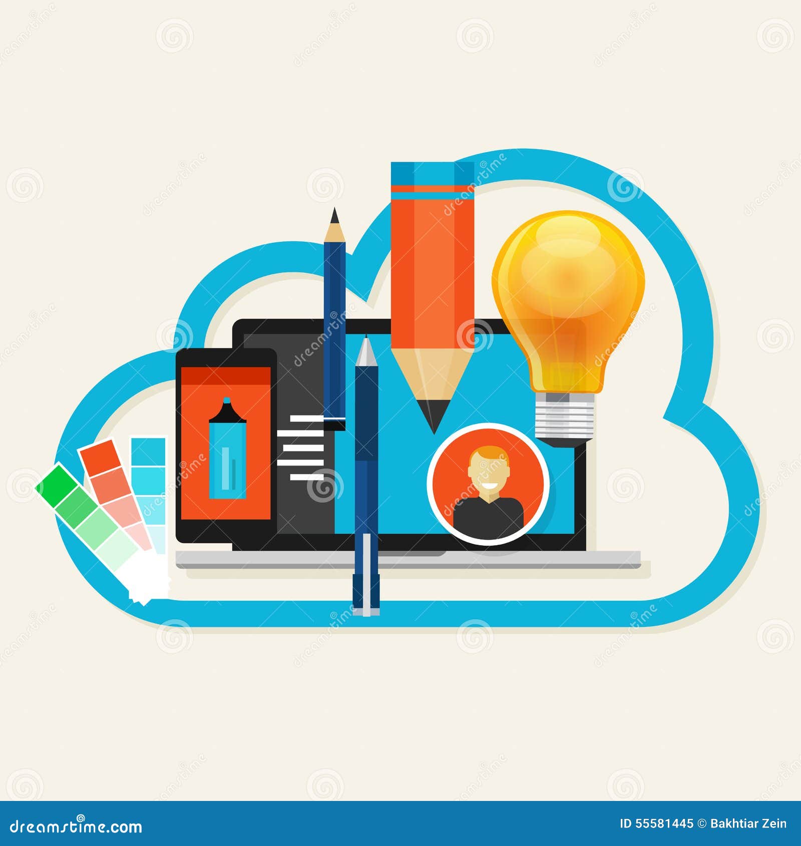 Creative Cloud Software Mobile Art Design Stock Vector - Illustration ...