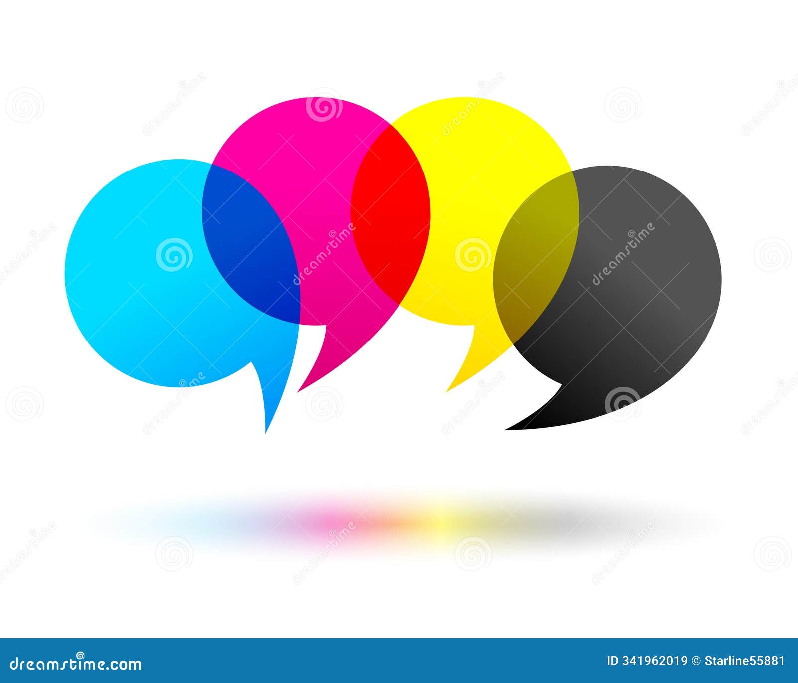 Creative Cmyk Colors Chat Bubble Background with Shadow Effect Stock ...