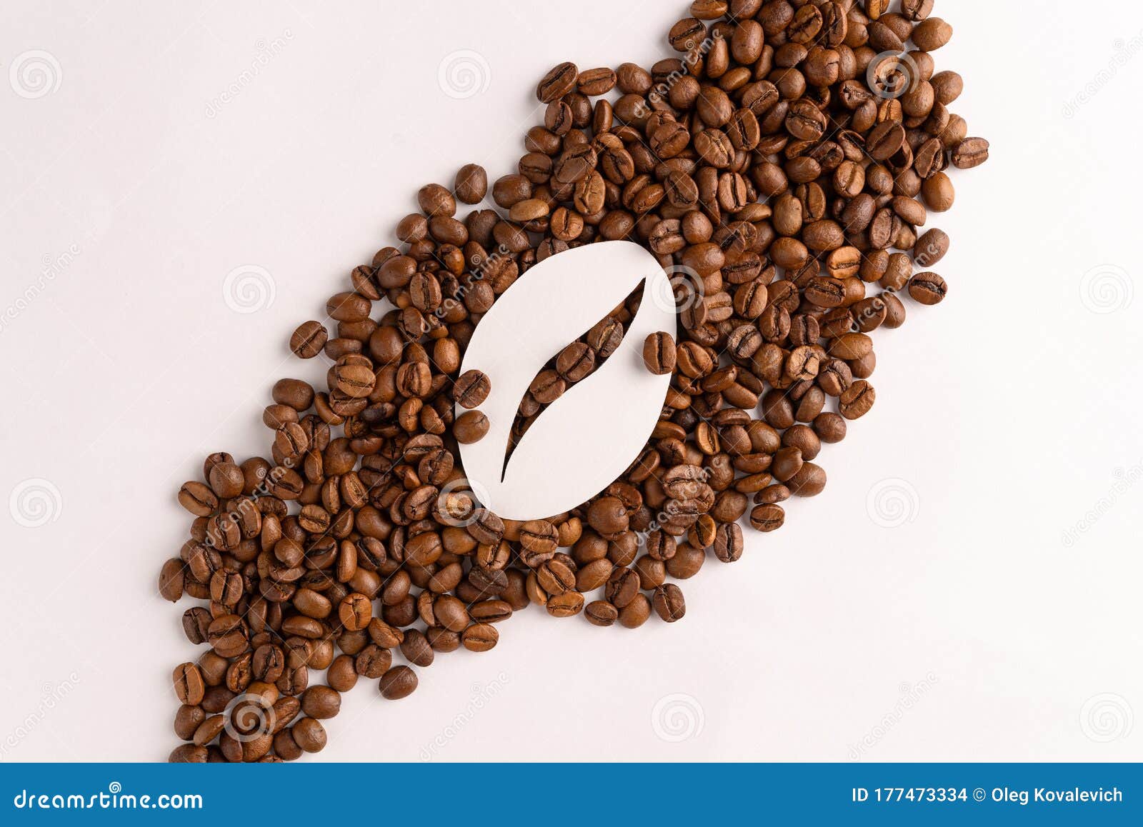 Creative Coffee Bean Layout with Cut Out Paper Grain on White ...