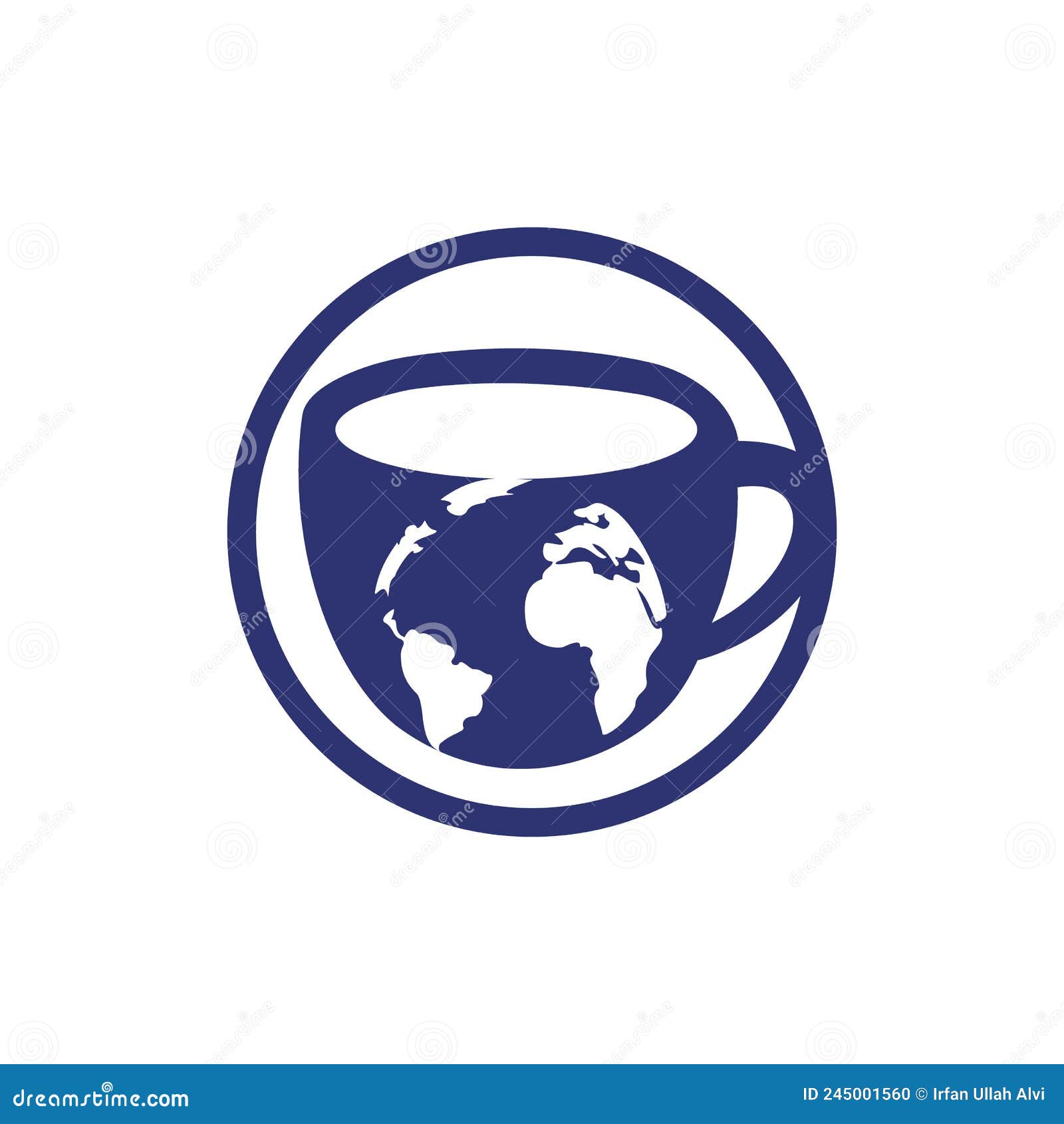 Creative Coffee Cup with Globe Map Vector Logo Design Template. Stock ...