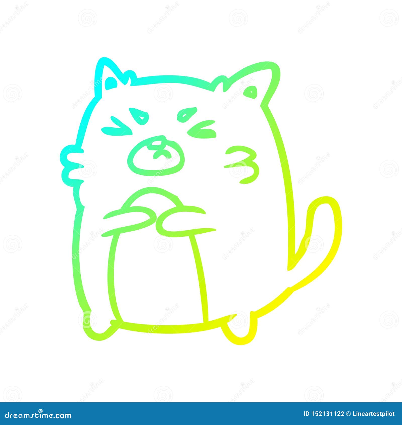 A Creative Cold Gradient Line Drawing Angry Cat Stock Vector ...