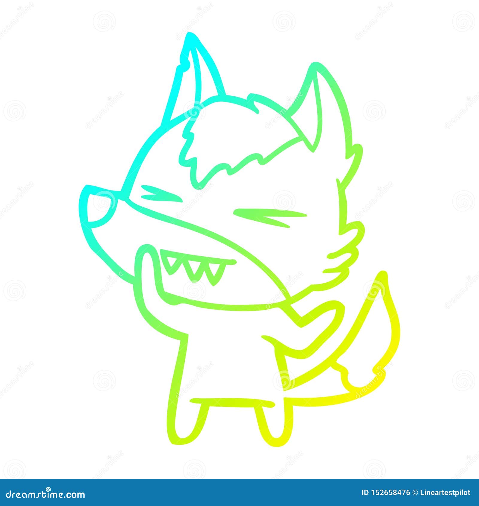 A Creative Cold Gradient Line Drawing Angry Wolf Cartoon Stock Vector ...