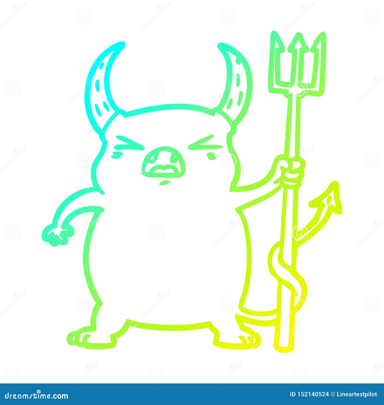 A Creative Cold Gradient Line Drawing Cartoon Angry Little Devil Stock ...
