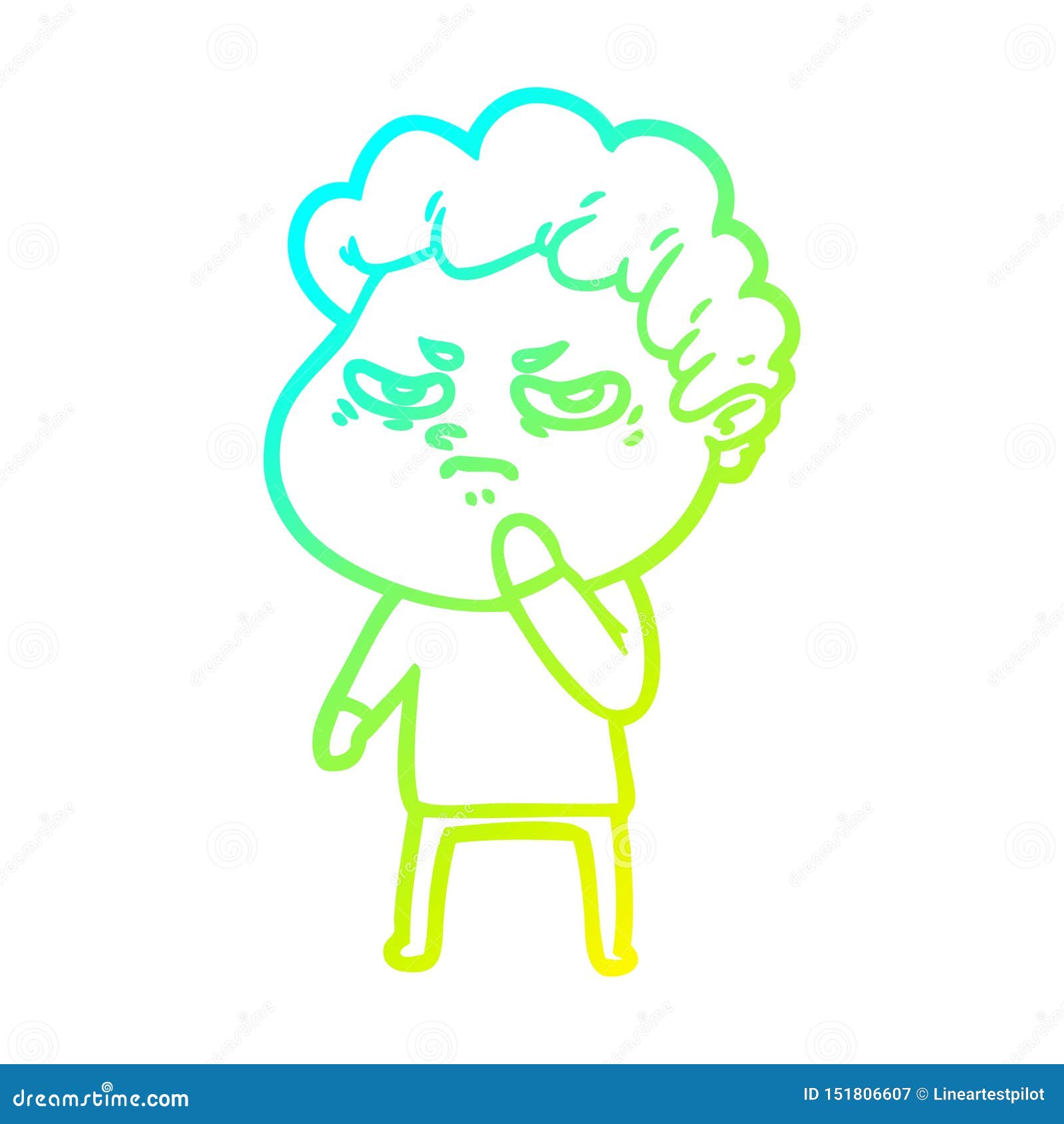 A Creative Cold Gradient Line Drawing Cartoon Angry Man Stock Vector ...