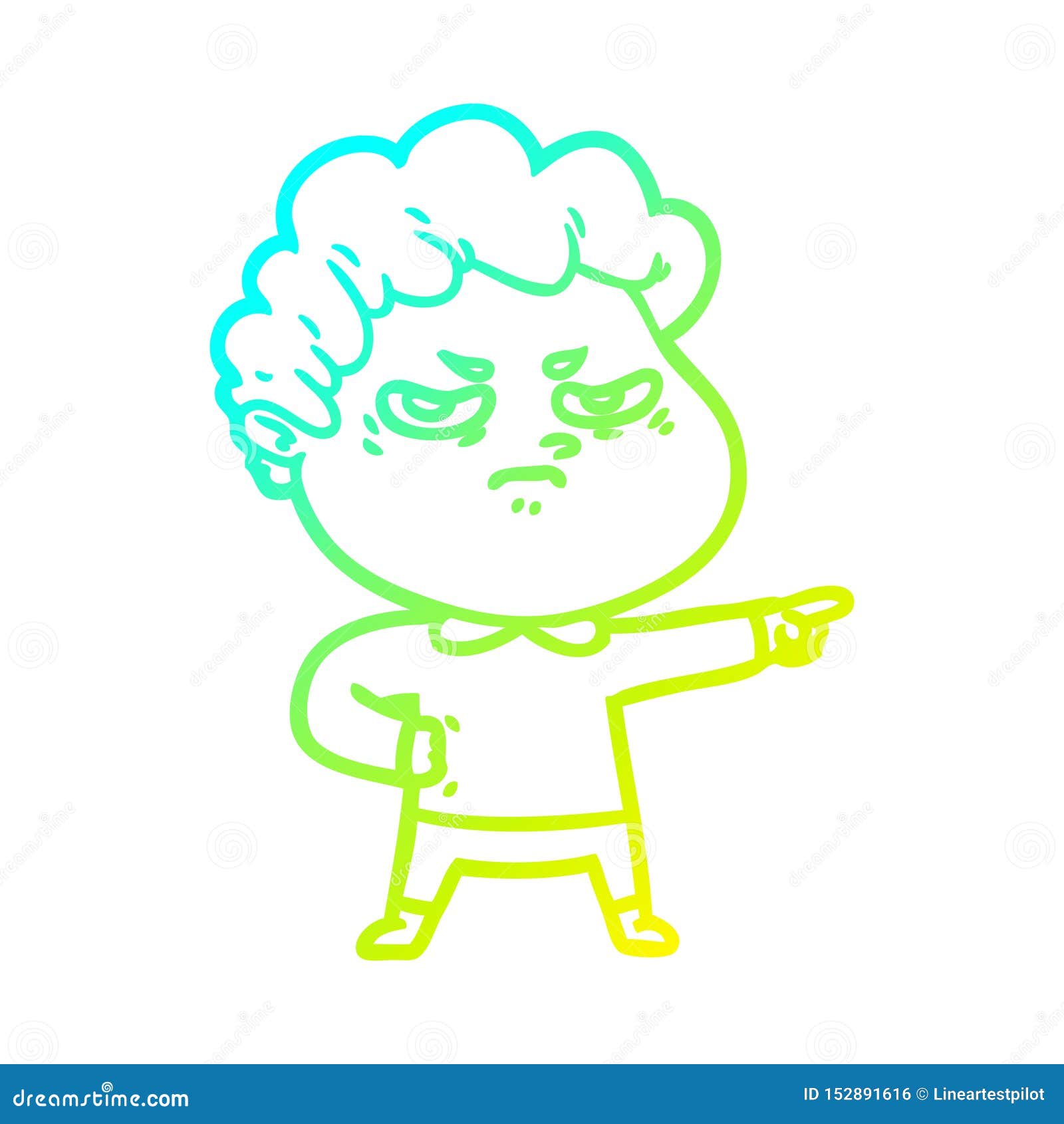 A Creative Cold Gradient Line Drawing Cartoon Angry Man Stock Vector ...