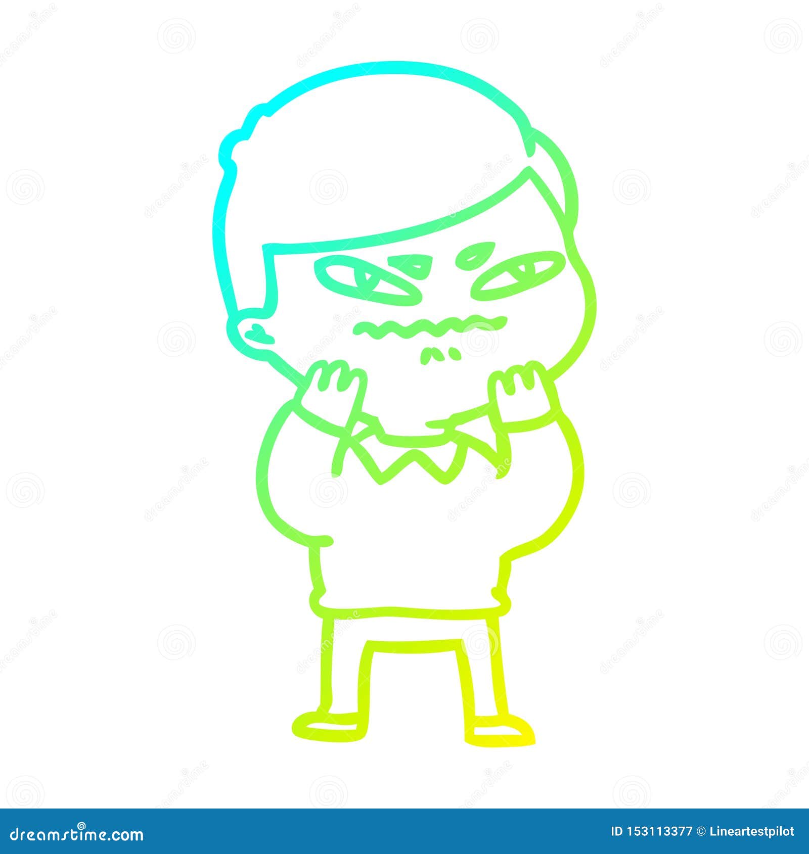 A Creative Cold Gradient Line Drawing Cartoon Angry Man Stock Vector ...