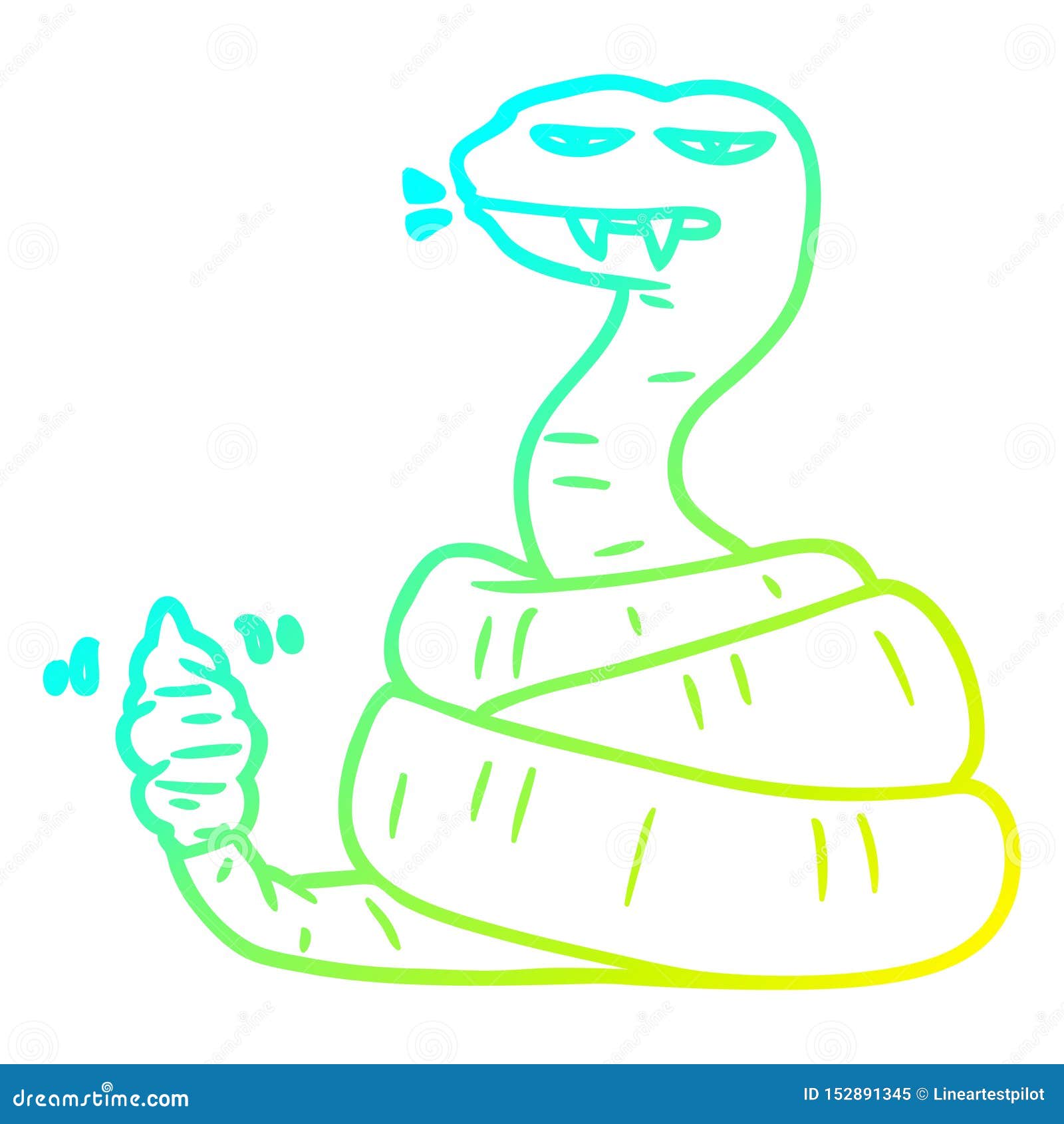 A Creative Cold Gradient Line Drawing Cartoon Angry Rattlesnake Stock ...