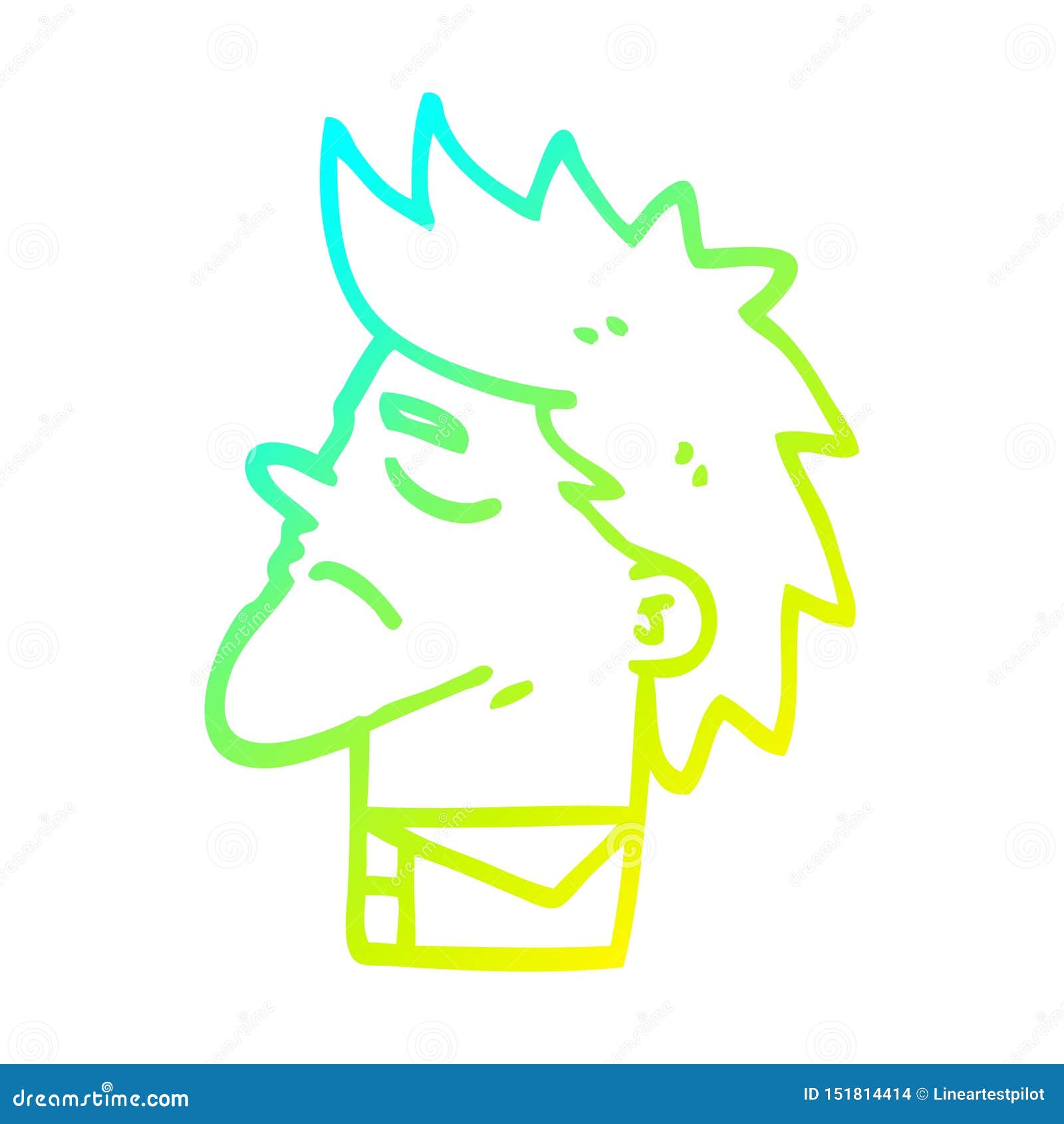 Arrogant Man Male Face Ignoring Cartoon Cold Line Gradient Spectrum ...