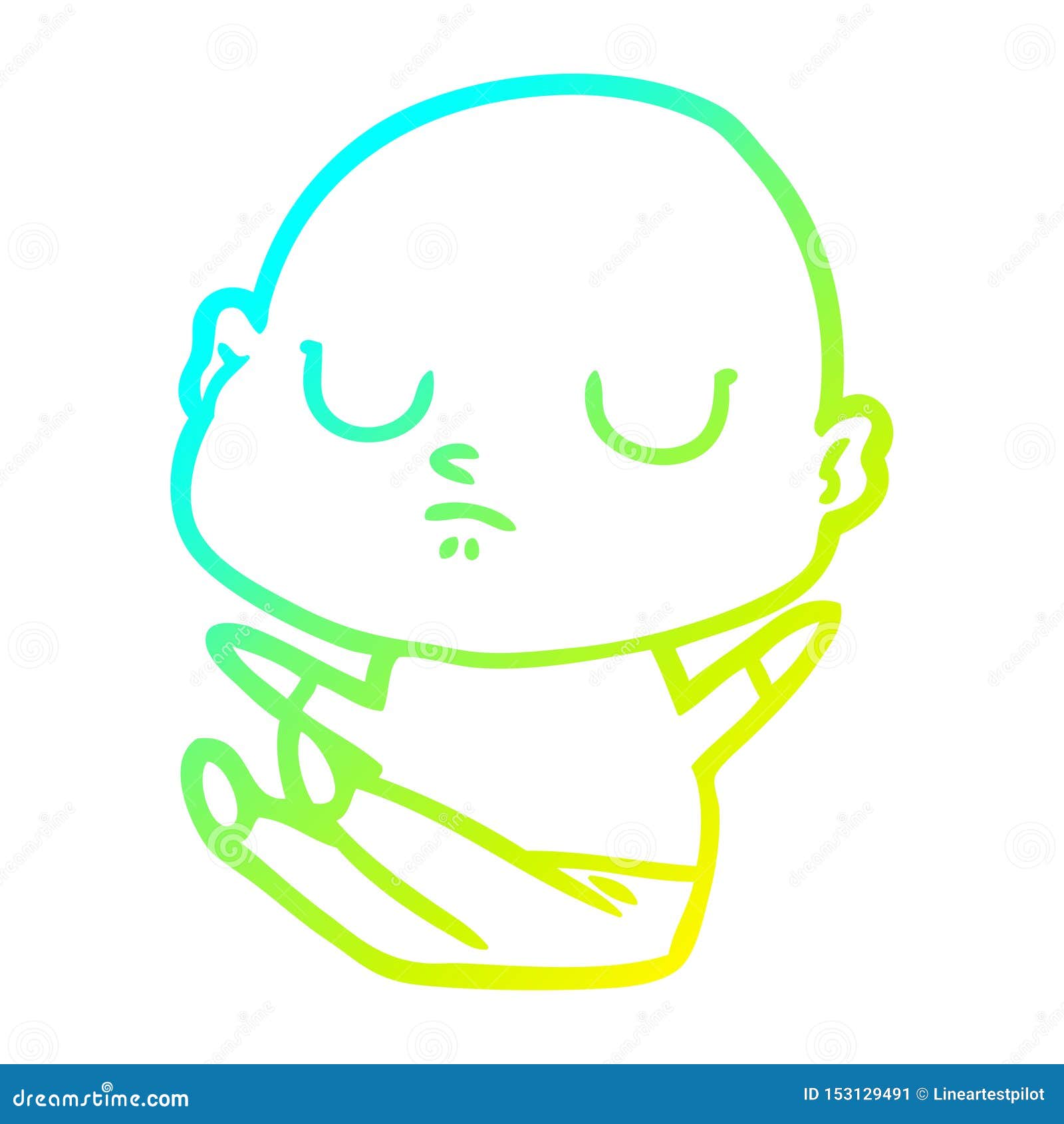 A Creative Cold Gradient Line Drawing Cartoon Bald Man Stock Vector ...
