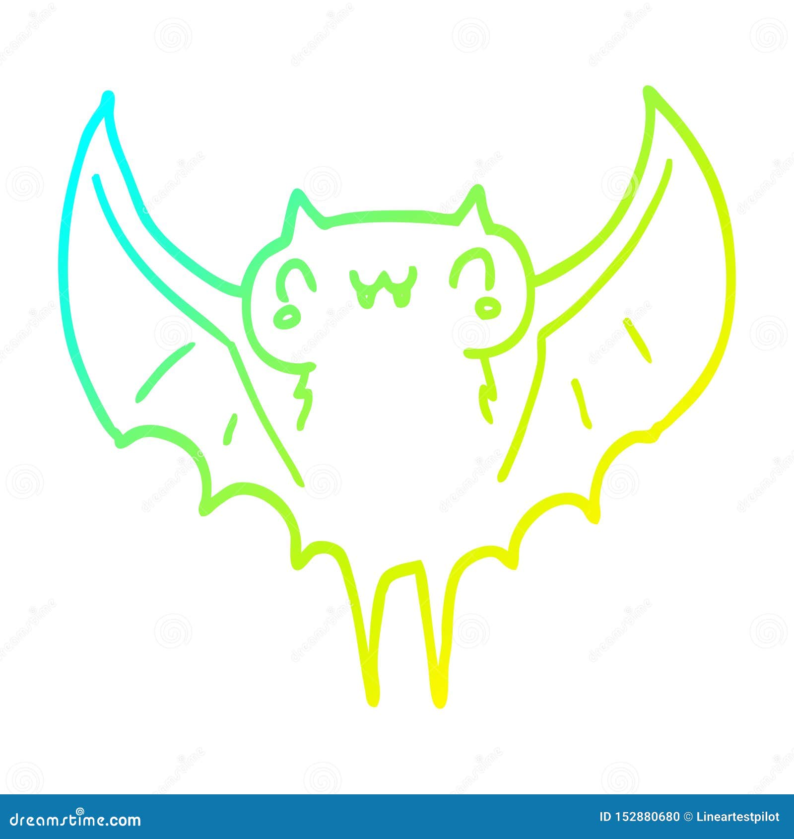 A Creative Cold Gradient Line Drawing Cartoon Bat Stock Vector ...