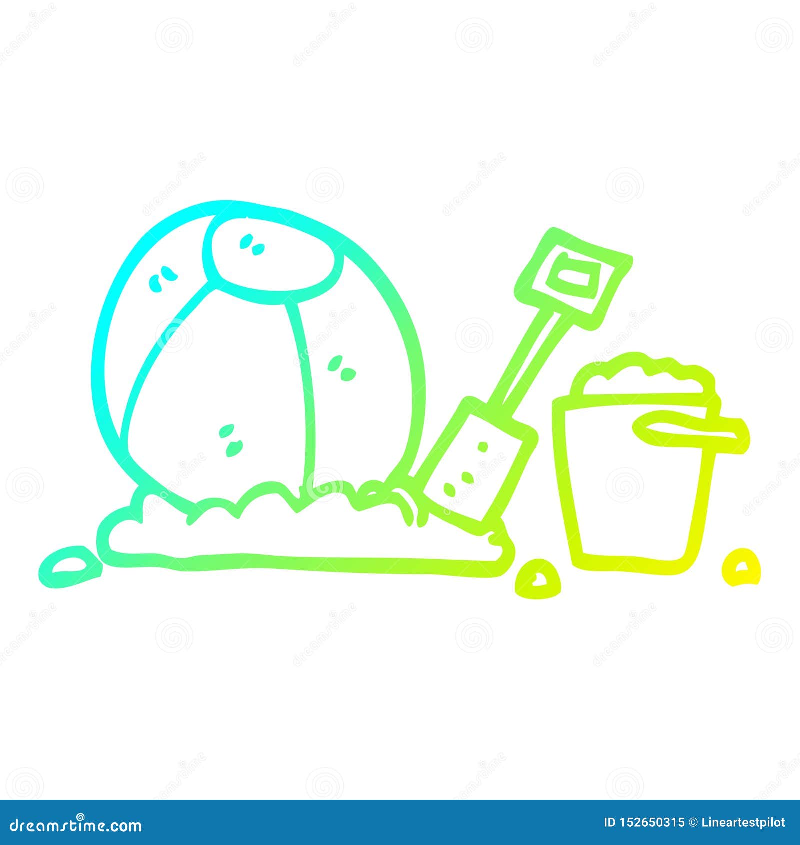 A Creative Cold Gradient Line Drawing Cartoon Beach Objects Stock ...