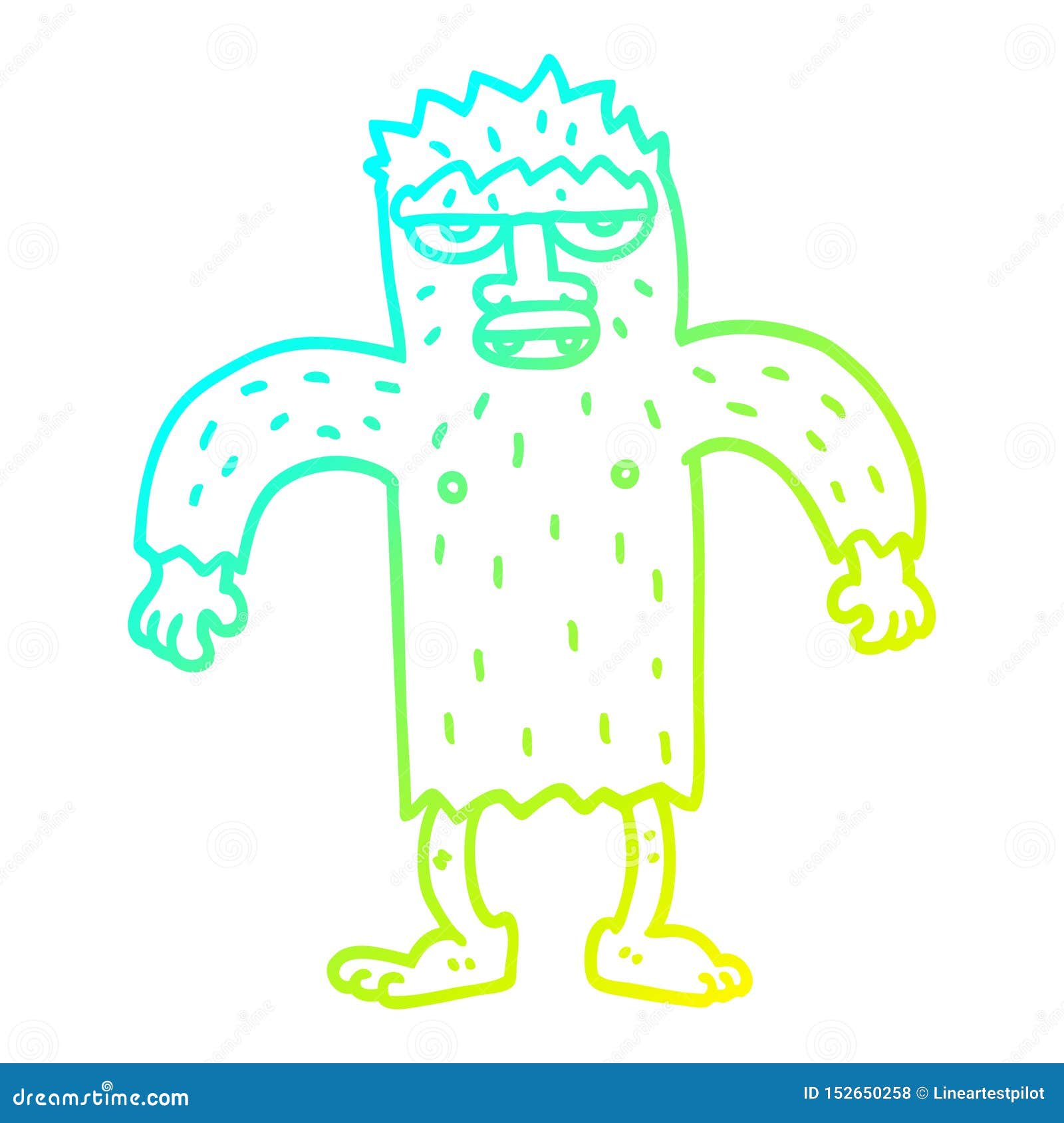 A Creative Cold Gradient Line Drawing Cartoon Bigfoot Creature Stock ...