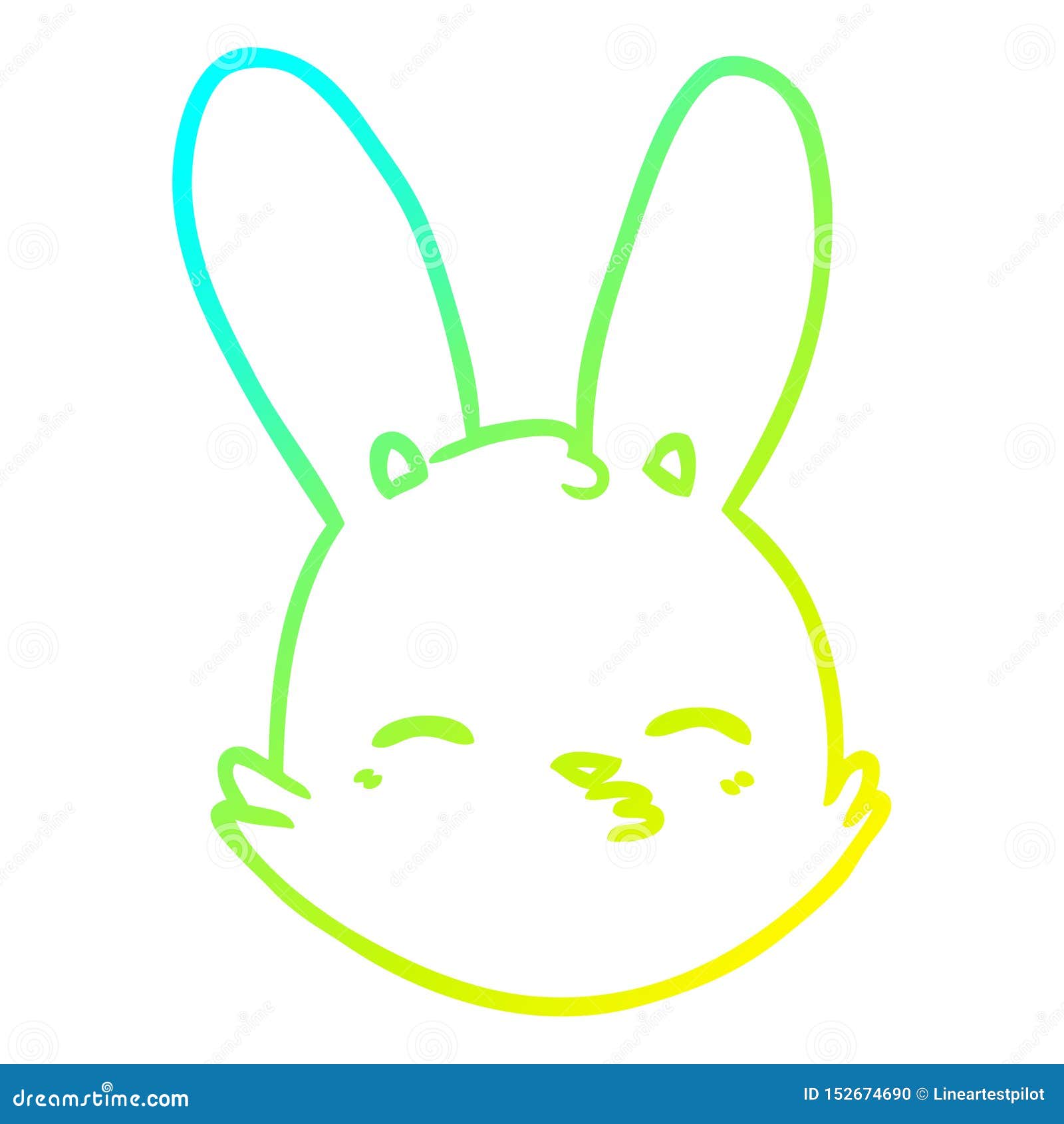 A Creative Cold Gradient Line Drawing Cartoon Bunny Face Considering ...