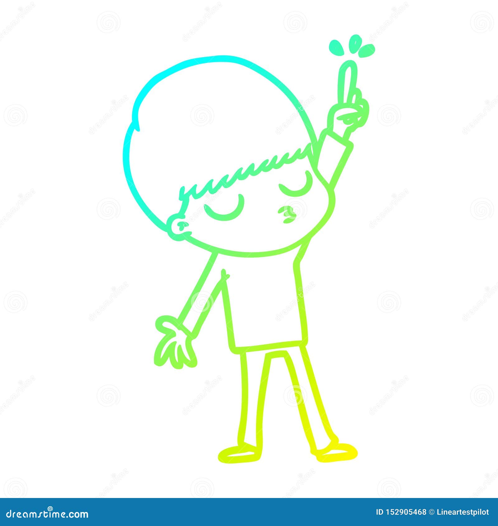A Creative Cold Gradient Line Drawing Cartoon Calm Boy Stock Vector ...