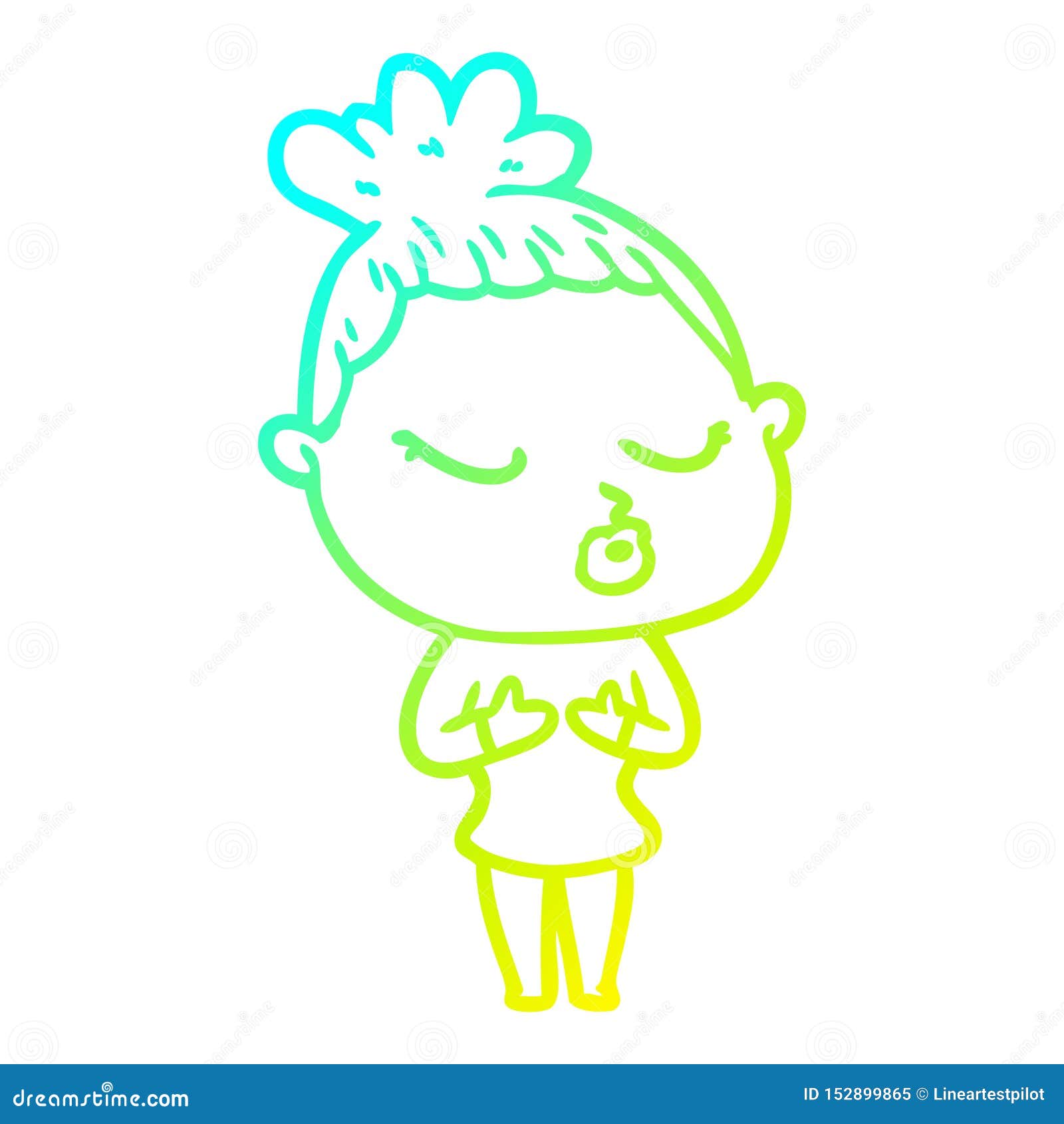 A Creative Cold Gradient Line Drawing Cartoon Calm Woman Stock Vector ...