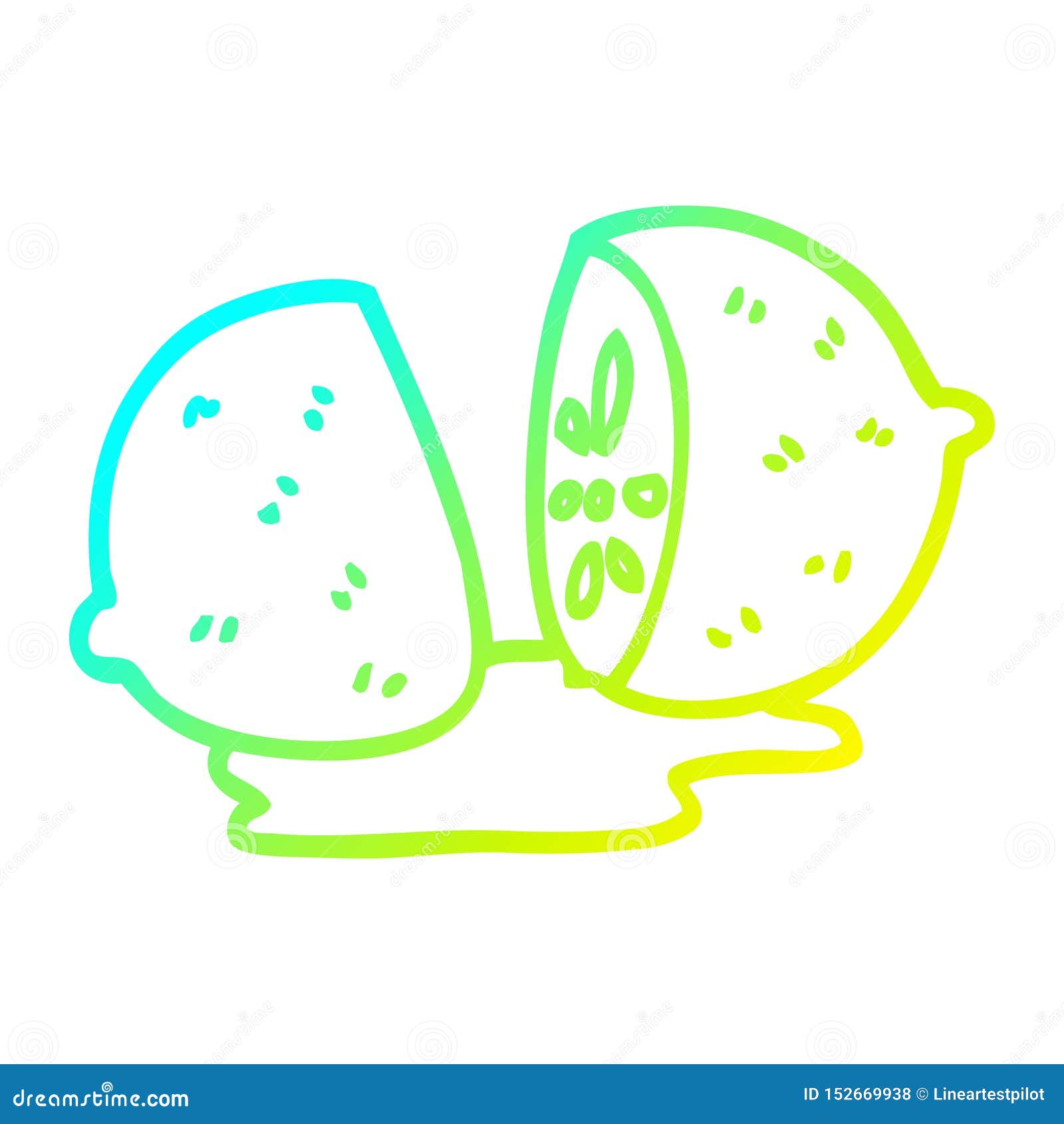 A Creative Cold Gradient Line Drawing Cartoon Citrus Fruit Stock Vector ...