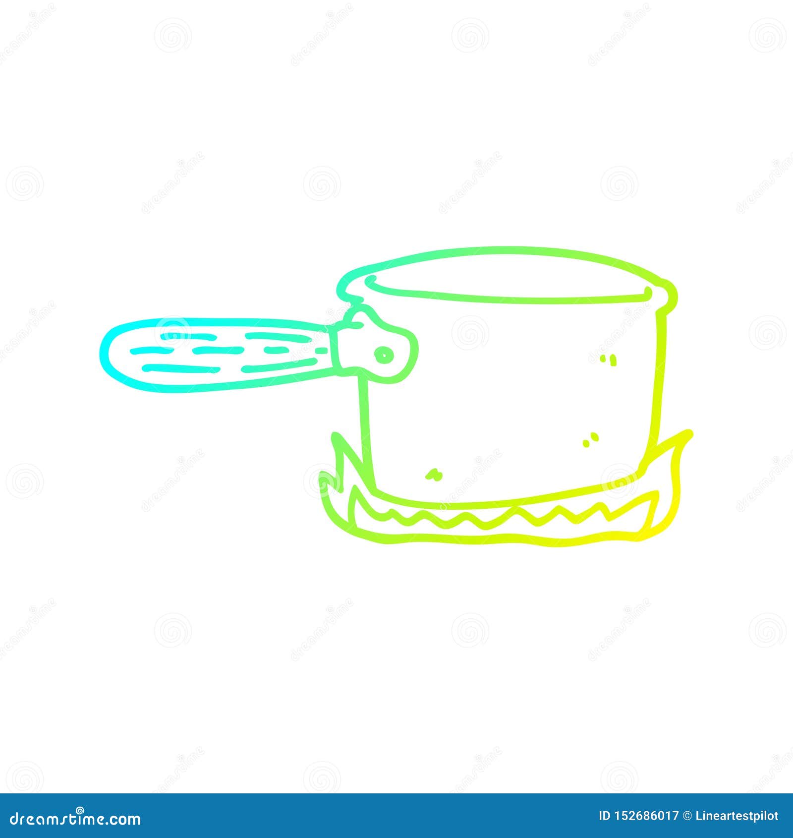Cooking Kitchen Pan Saucepan Cartoon Cold Line Gradient Spectrum Doodle ...