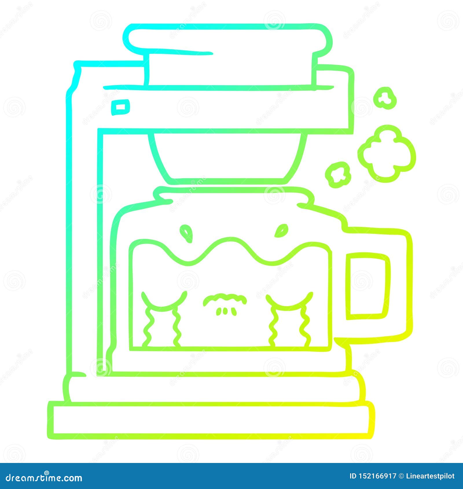 A Creative Cold Gradient Line Drawing Cartoon Crying Filter Coffee ...