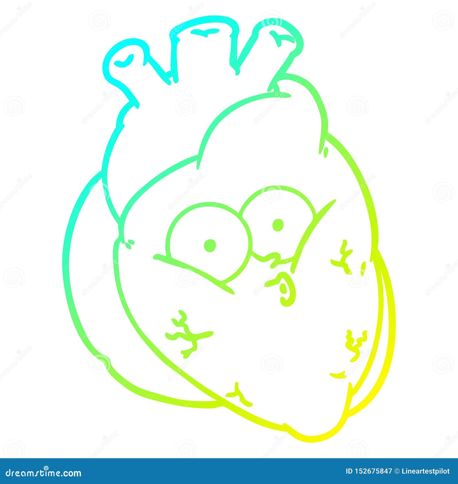A Creative Cold Gradient Line Drawing Cartoon Curious Heart Stock ...