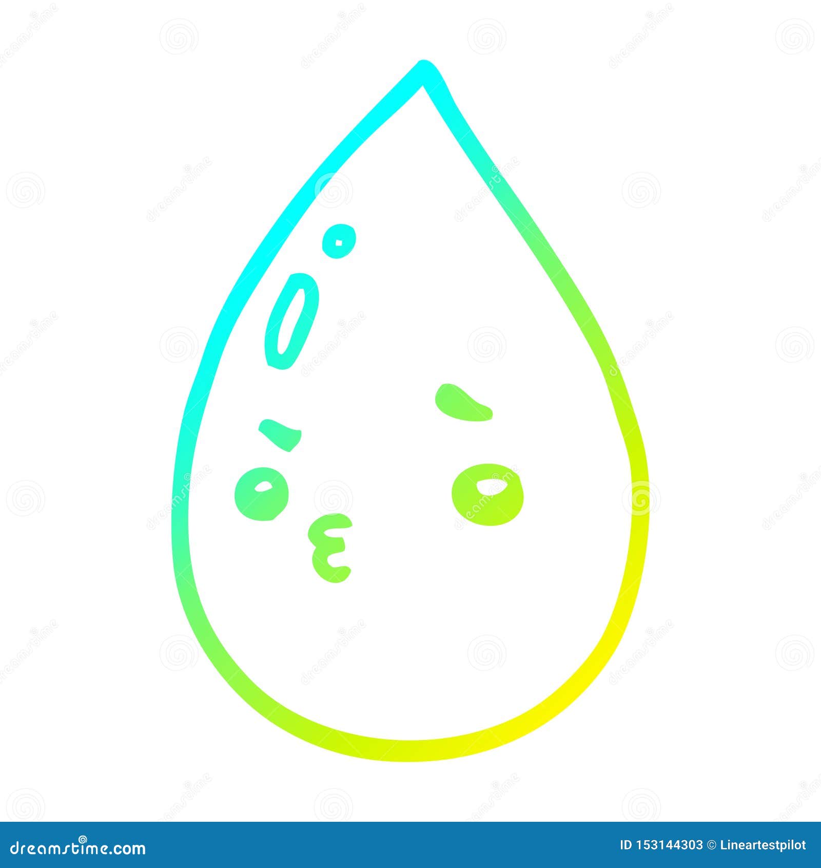 A Creative Cold Gradient Line Drawing Cartoon Cute Raindrop Stock ...