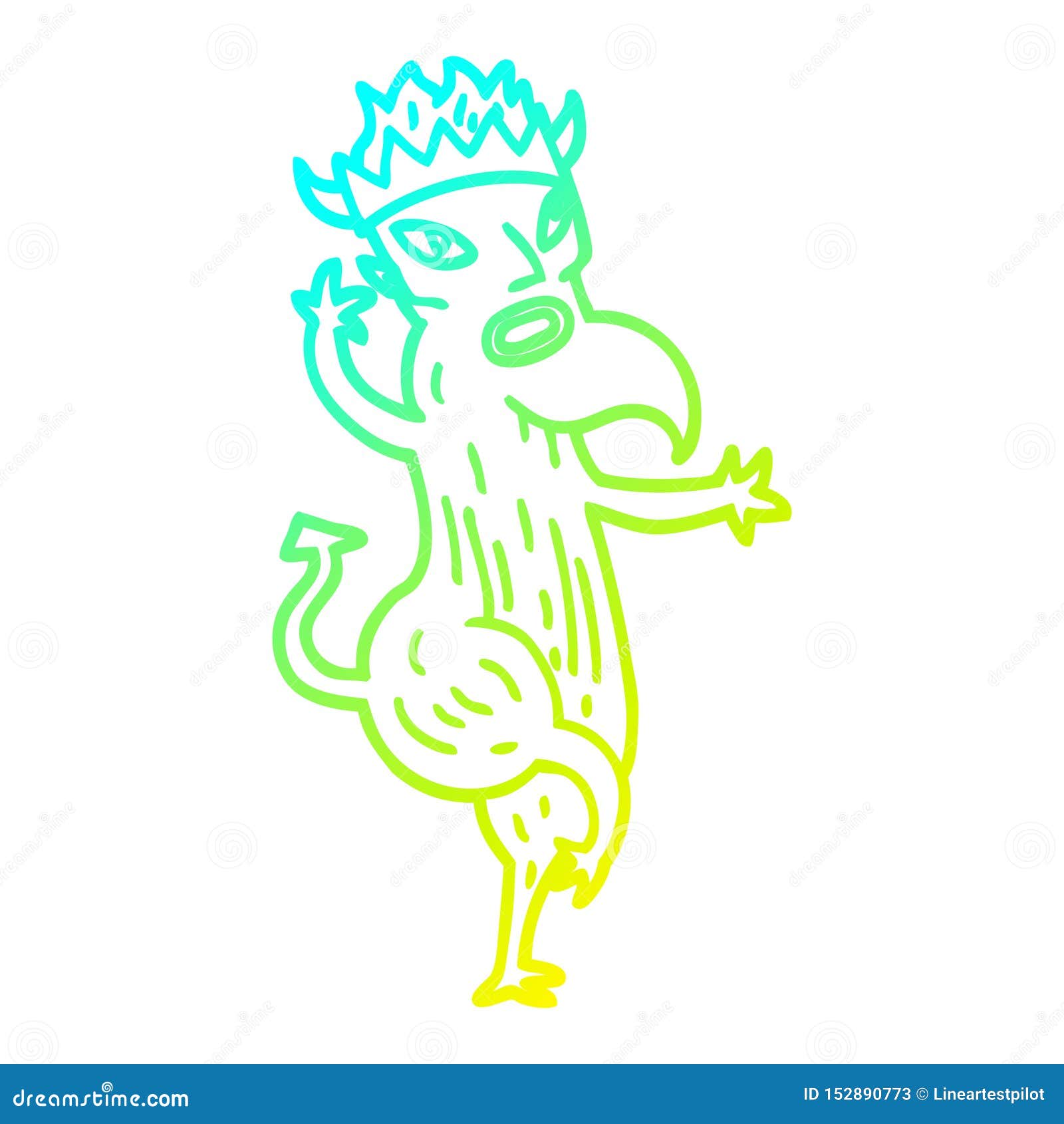 Devil Halloween Satan Cartoon Cold Line Gradient Spectrum Doodle ...