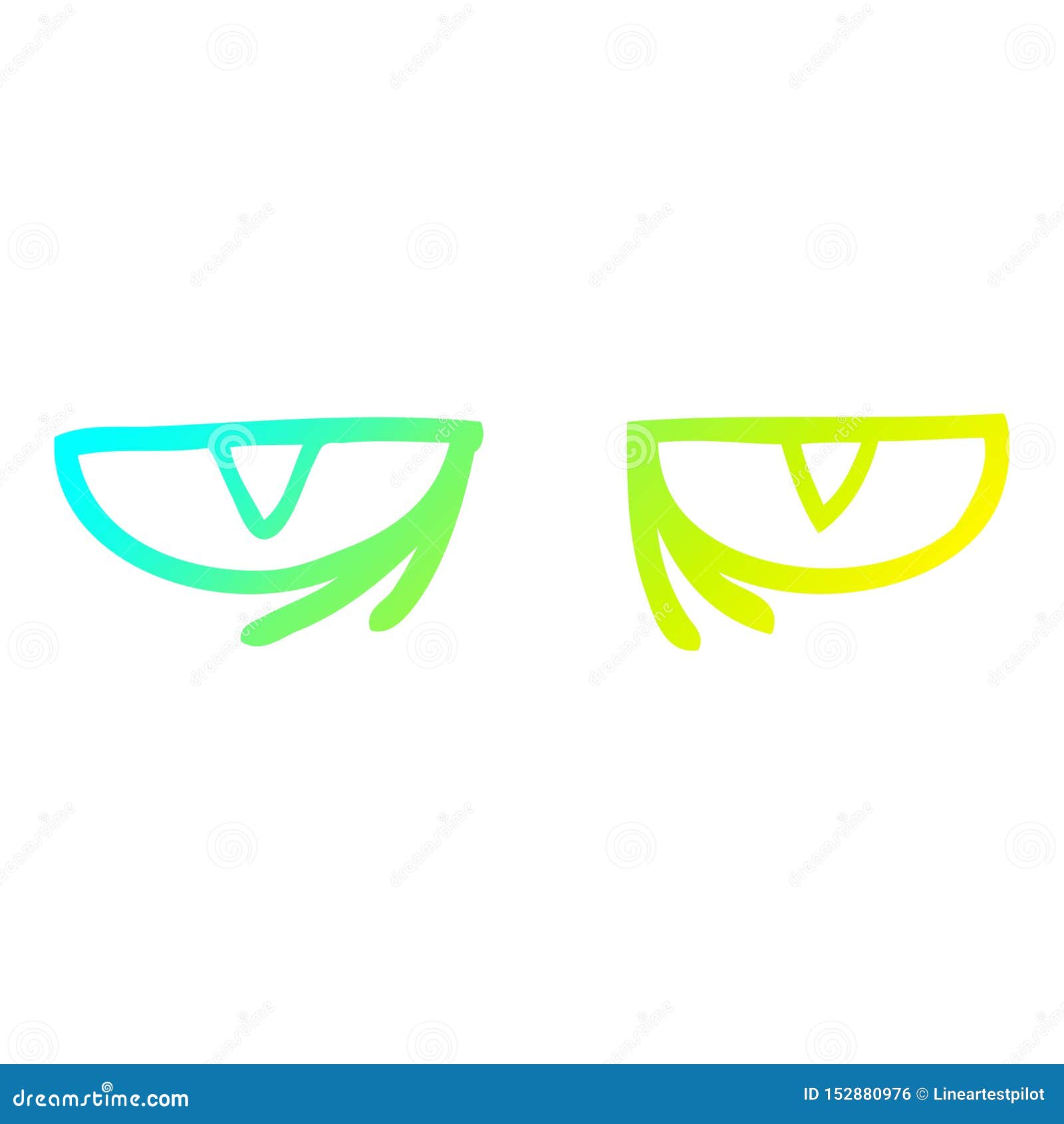 A Creative Cold Gradient Line Drawing Cartoon Evil Eyes Stock Vector ...