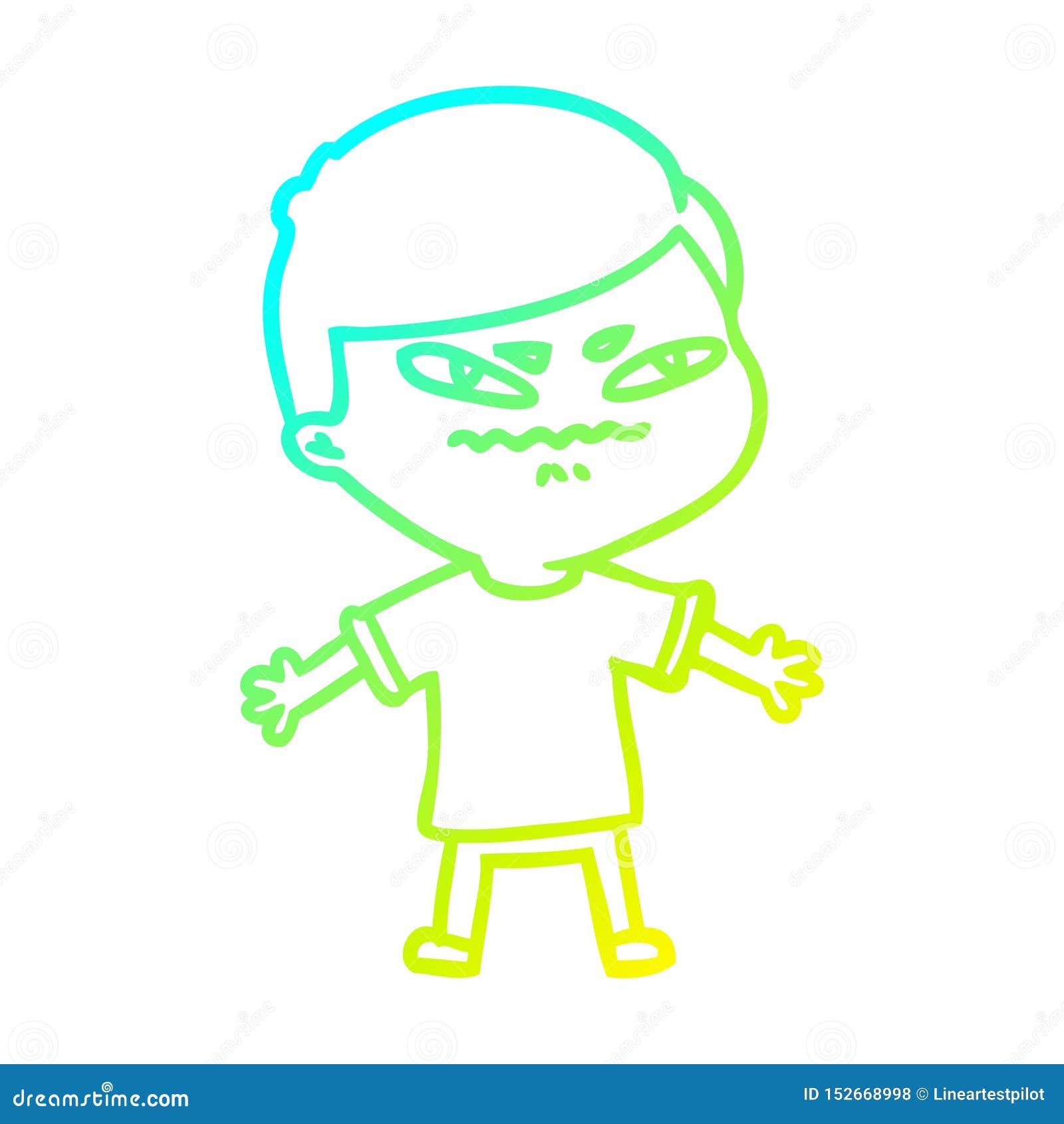 A Creative Cold Gradient Line Drawing Cartoon Exasperated Man Stock ...