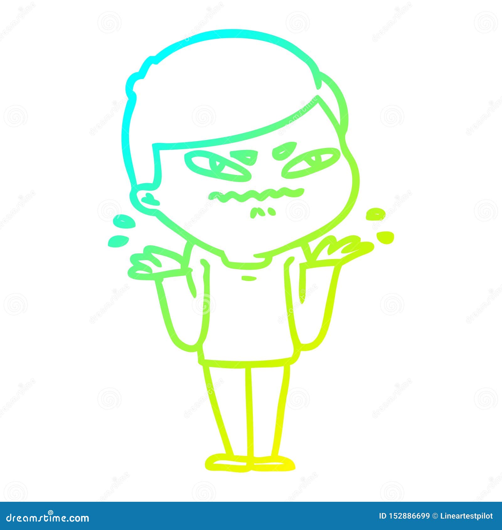 A Creative Cold Gradient Line Drawing Cartoon Exasperated Man Stock ...