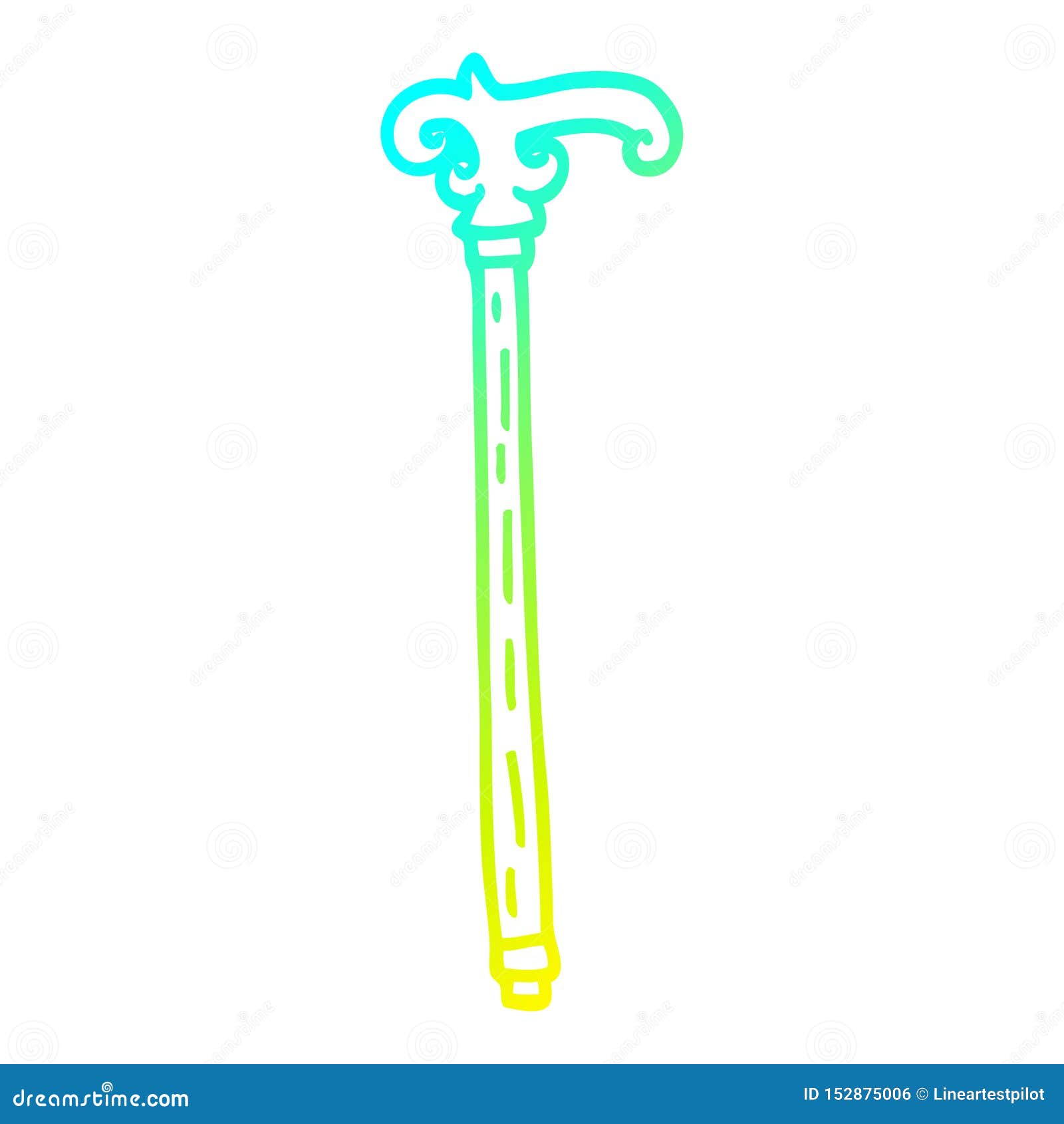 A Creative Cold Gradient Line Drawing Cartoon Fancy Walking Stick Stock ...