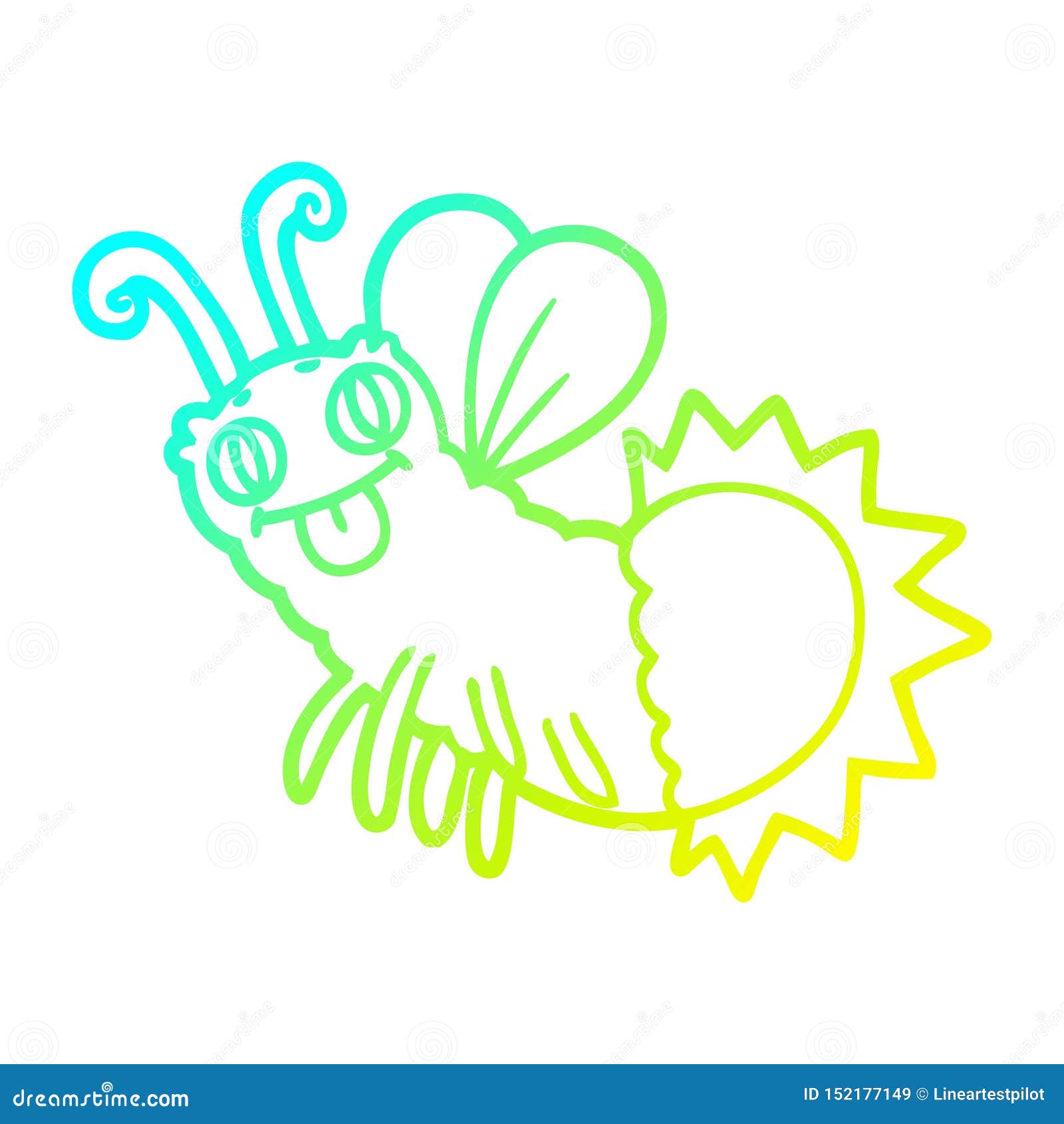 A Creative Cold Gradient Line Drawing Cartoon Firefly Stock Vector ...