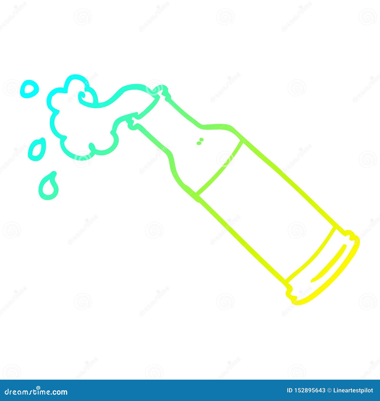 A Creative Cold Gradient Line Drawing Cartoon Foaming Beer Bottle Stock ...