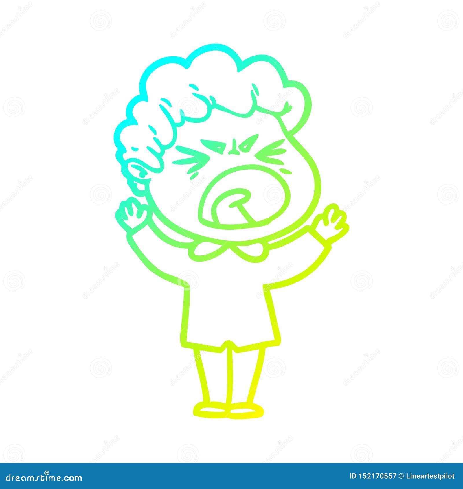 A Creative Cold Gradient Line Drawing Cartoon Furious Man Stock Vector ...