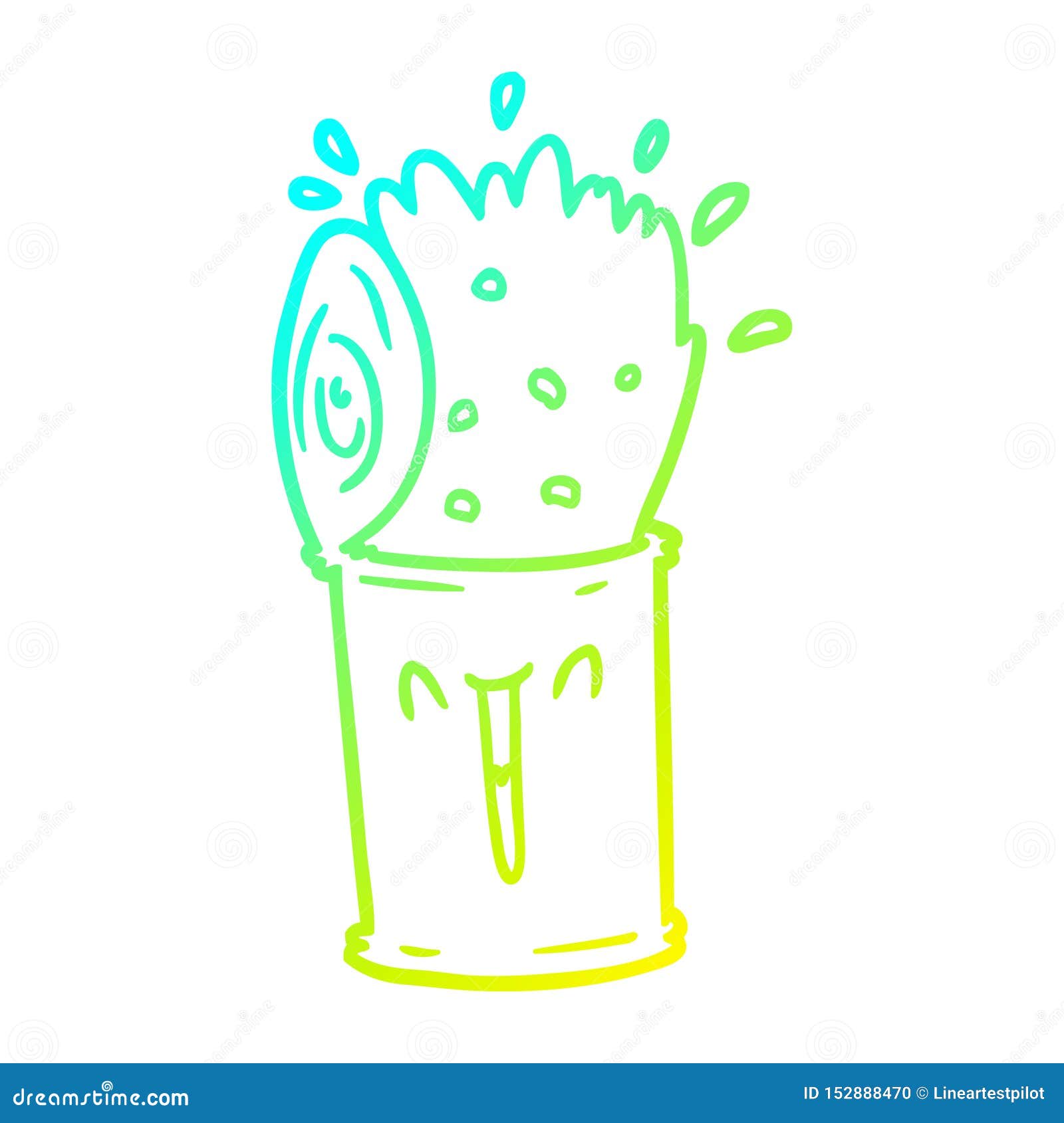 A Creative Cold Gradient Line Drawing Cartoon Happy Exploding Soup Can ...