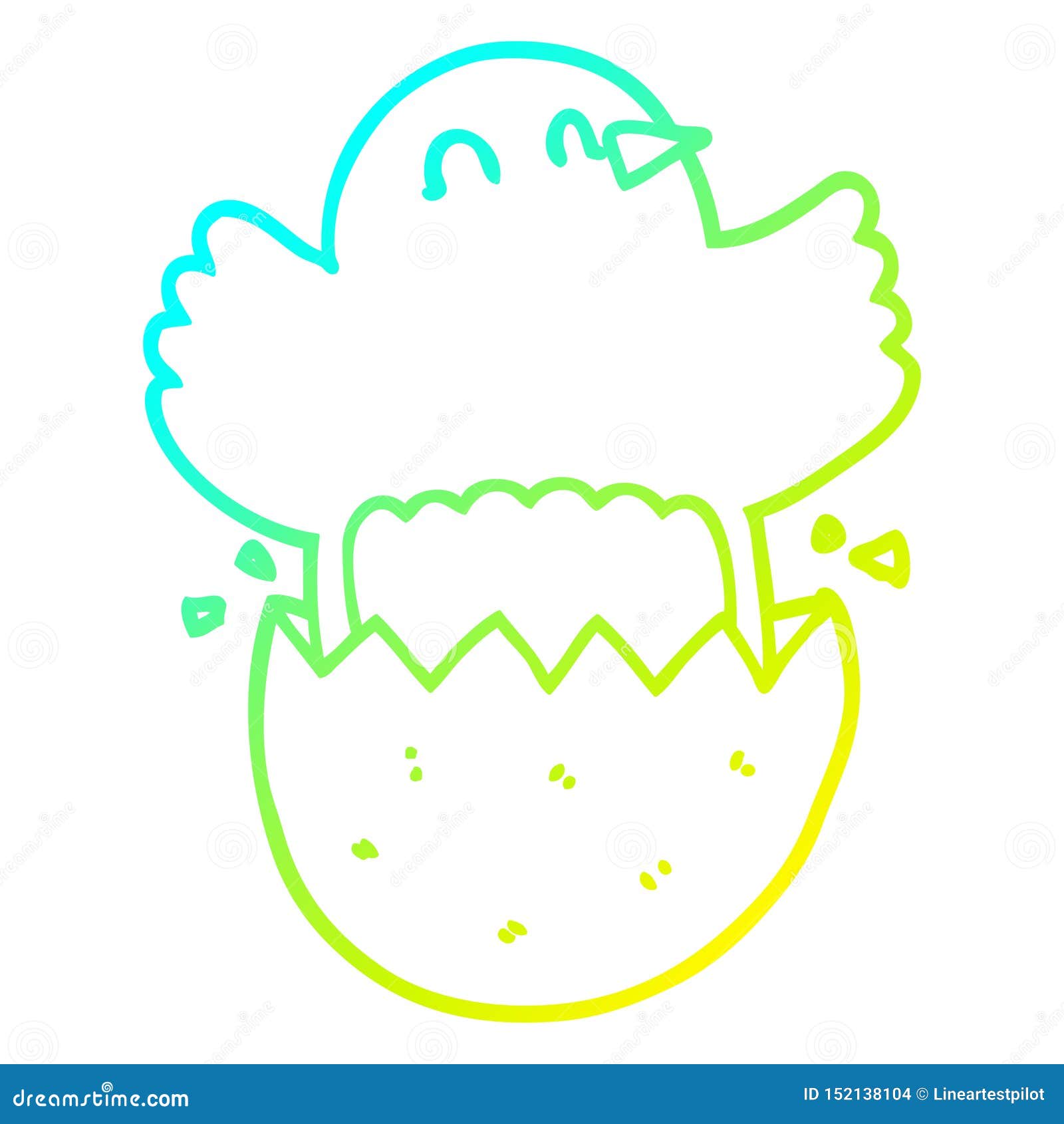 A Creative Cold Gradient Line Drawing Cartoon Hatching Chicken Stock ...