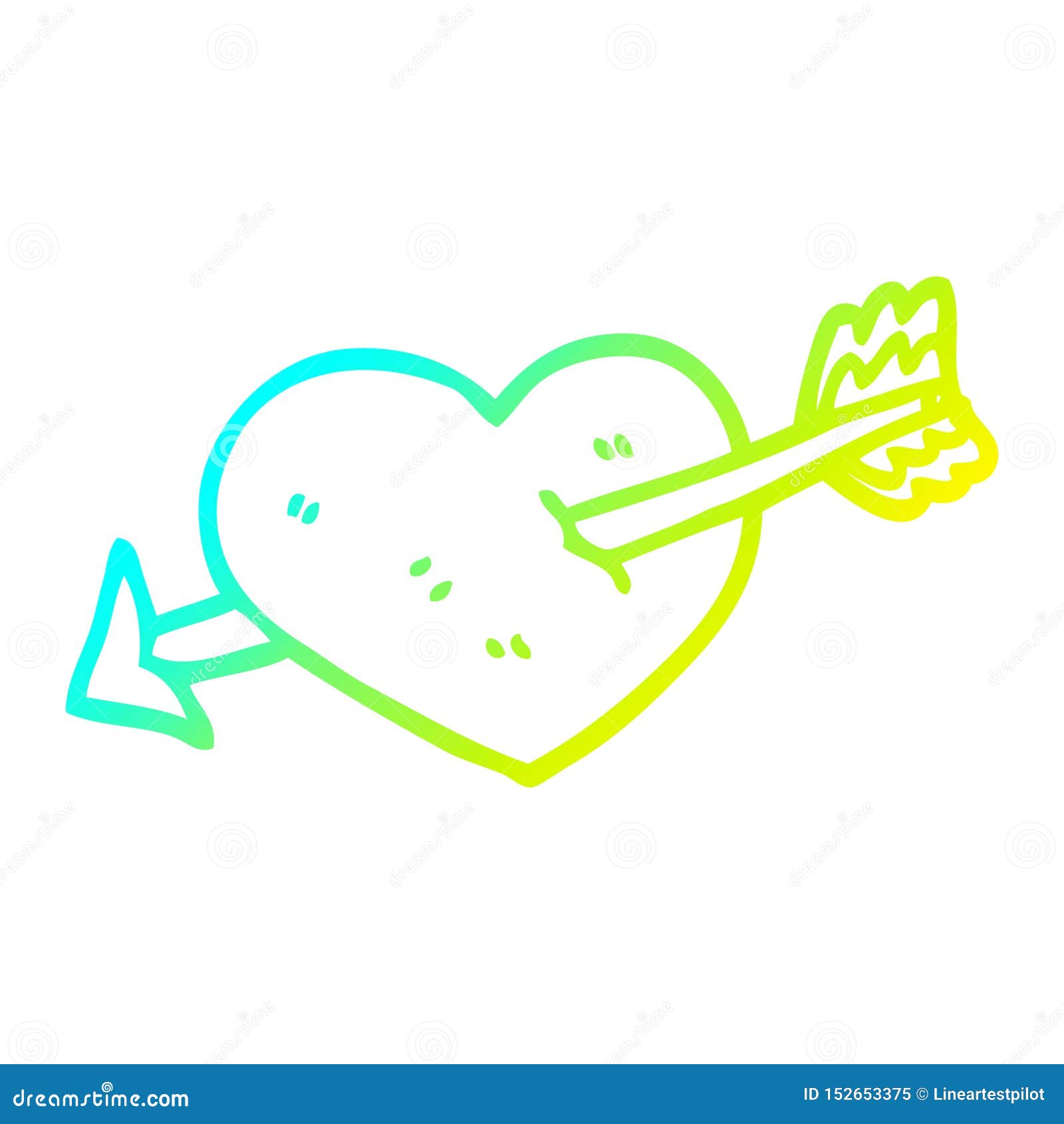 Heart Shot Arrow Sign Symbol Love Cartoon Cold Line Gradient Spectrum ...