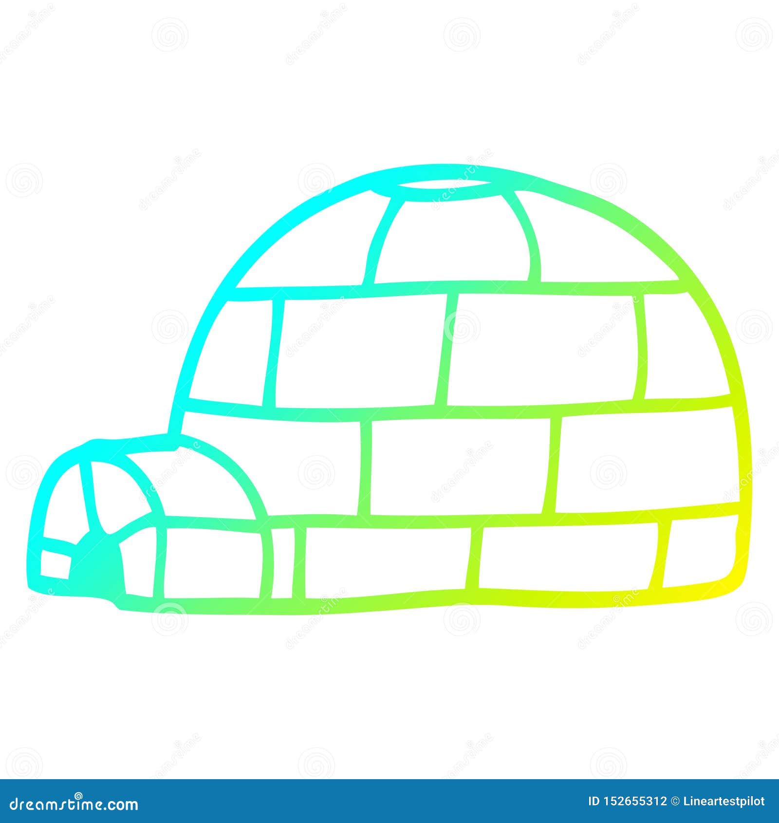 A Creative Cold Gradient Line Drawing Cartoon Igloo Stock Vector ...
