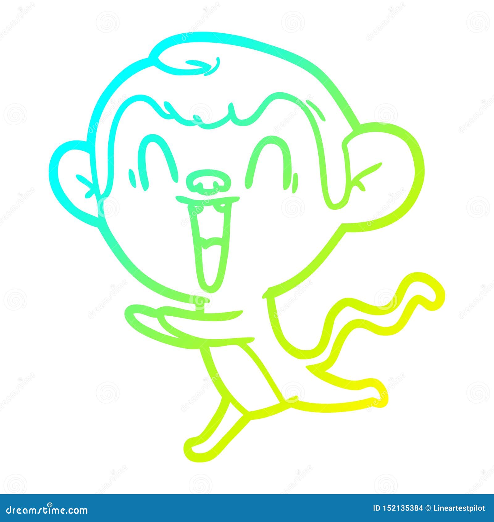 A Creative Cold Gradient Line Drawing Cartoon Laughing Monkey Stock ...