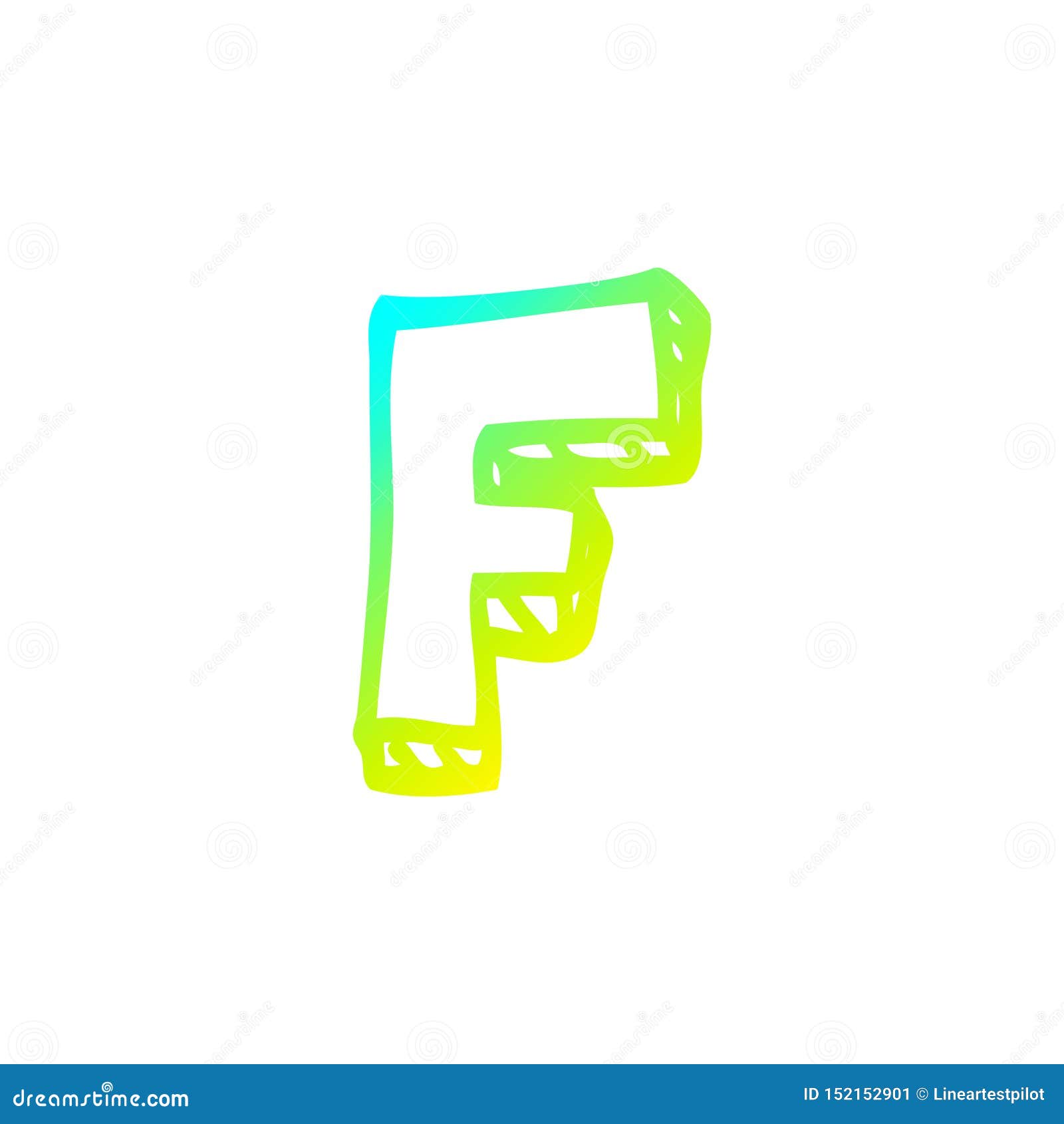 A Creative Cold Gradient Line Drawing Cartoon Letter F Stock Vector ...