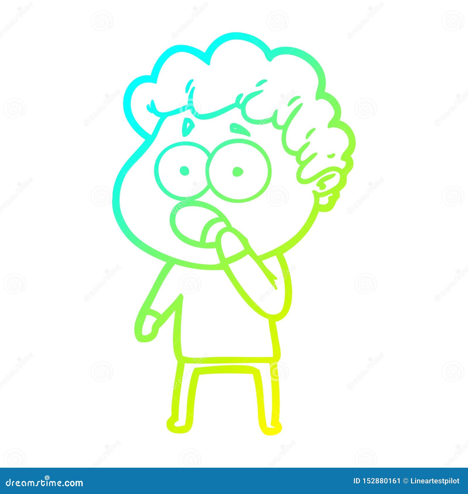 A Creative Cold Gradient Line Drawing Cartoon Man Gasping in Surprise ...