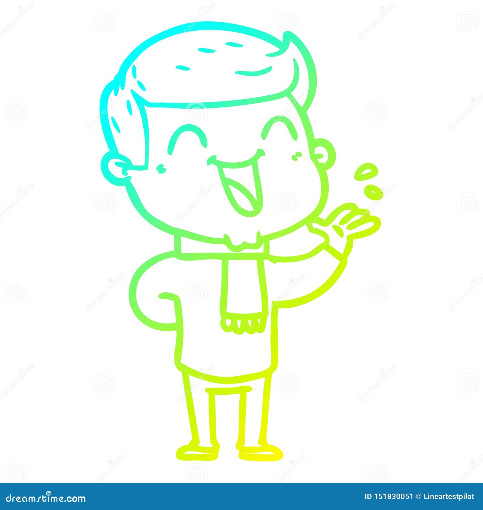 A Creative Cold Gradient Line Drawing Cartoon Man Laughing Stock Vector ...