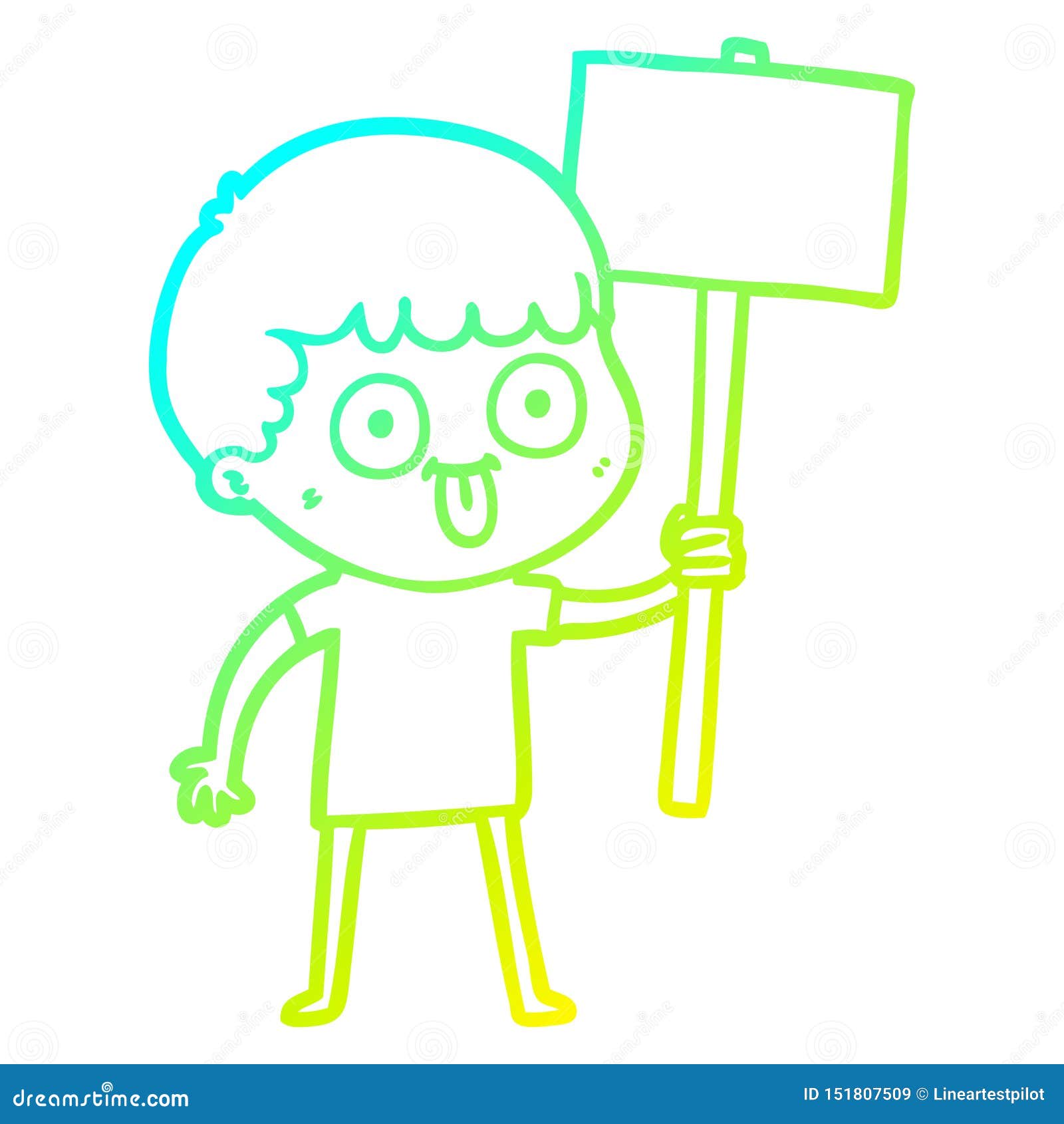 A Creative Cold Gradient Line Drawing Cartoon Man Staring Stock Vector ...