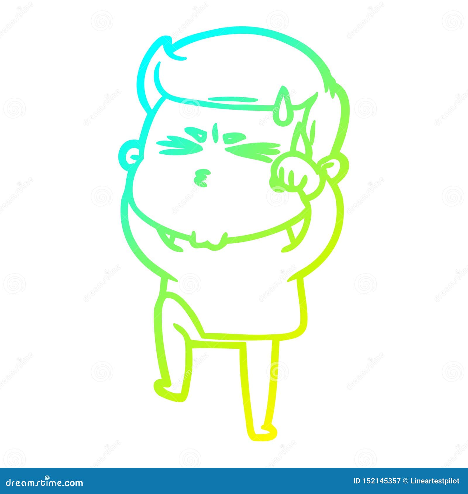 A Creative Cold Gradient Line Drawing Cartoon Man Sweating Stock Vector ...