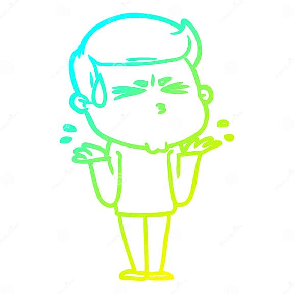 A Creative Cold Gradient Line Drawing Cartoon Man Sweating Stock Vector ...