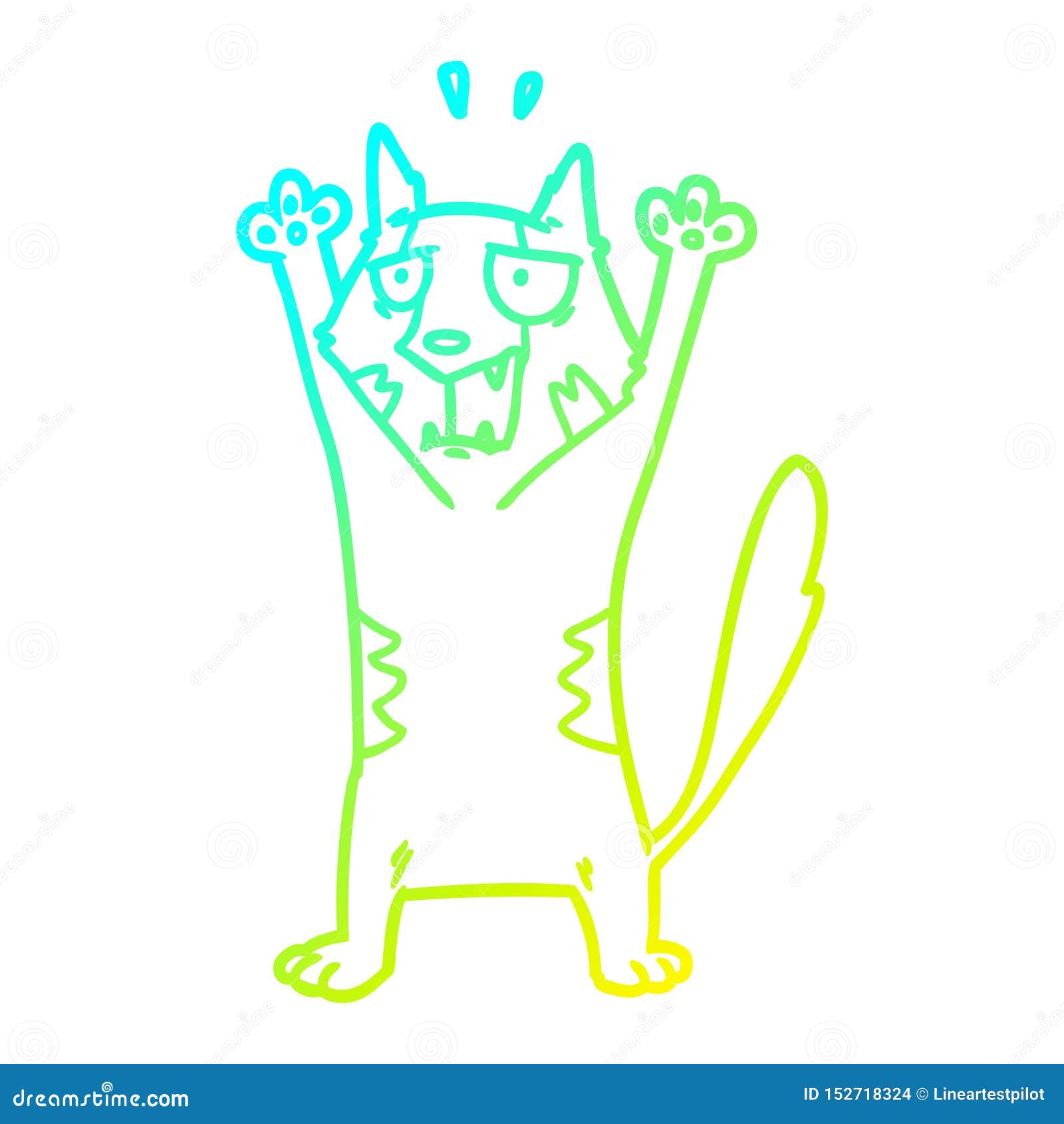 A Creative Cold Gradient Line Drawing Cartoon Panicking Cat Stock ...
