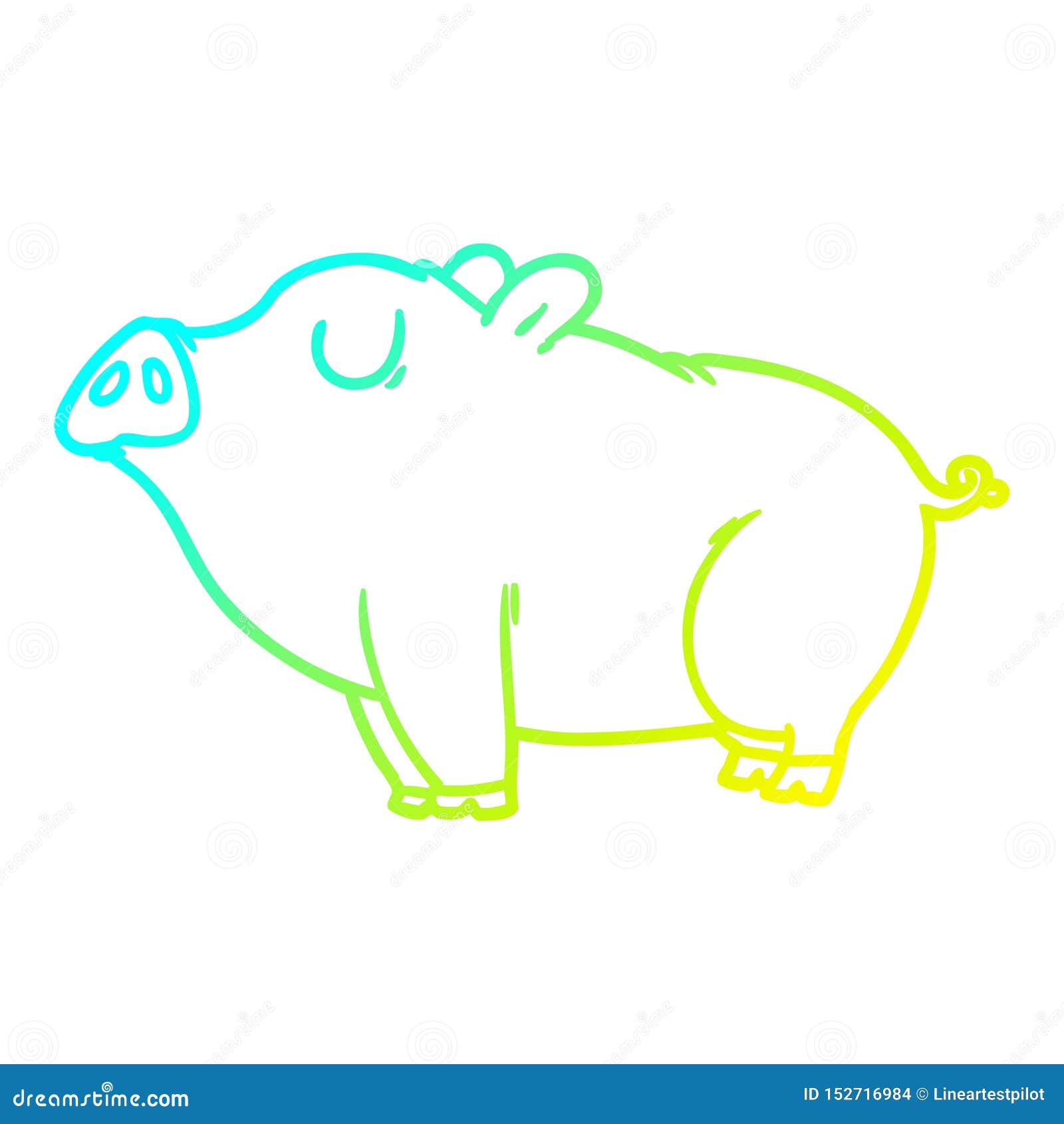 A Creative Cold Gradient Line Drawing Cartoon Pig Stock Vector ...