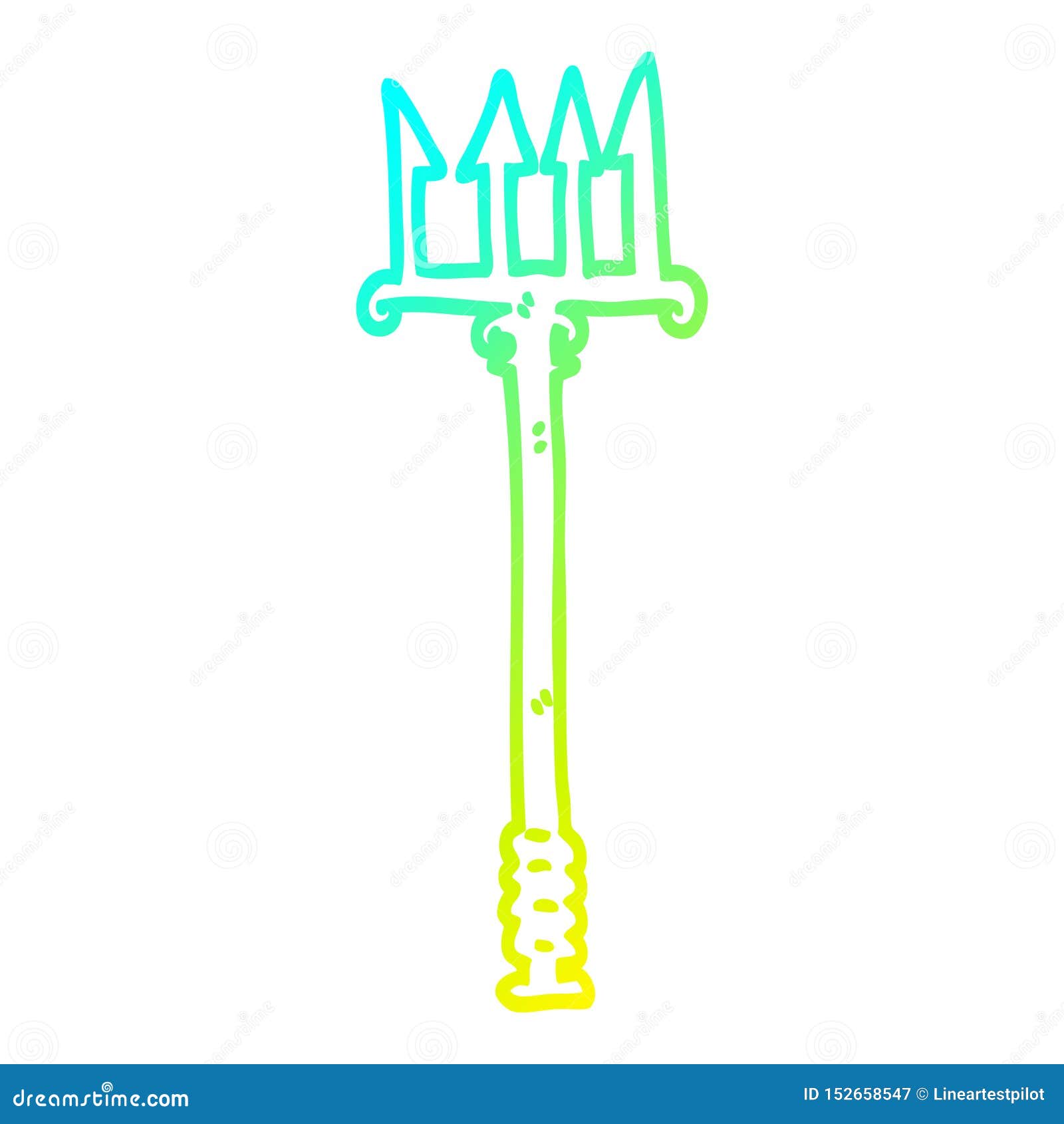 A Creative Cold Gradient Line Drawing Cartoon Pitchfork Stock Vector ...